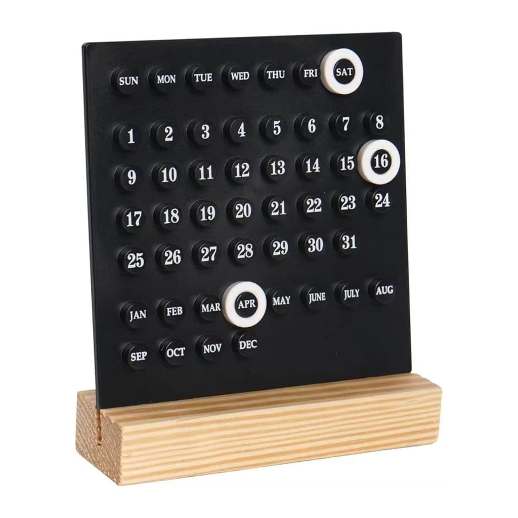 Ciwanning Elegant Desktop Acrylic Permanent Calendar with Wooden Stand ...
