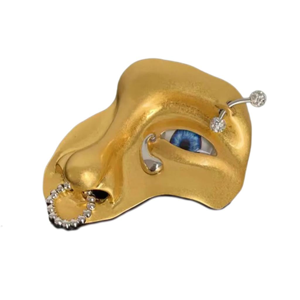 Ciwanning Exaggerated Half Face Brooch Orcs Mask Lapel Pin Clothing ...