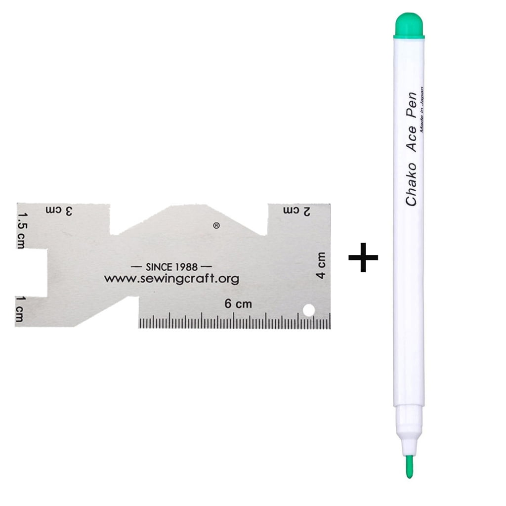 Ciwanning Fabric Marker with Metal Sewing Ruler Fabric Marking Pen ...