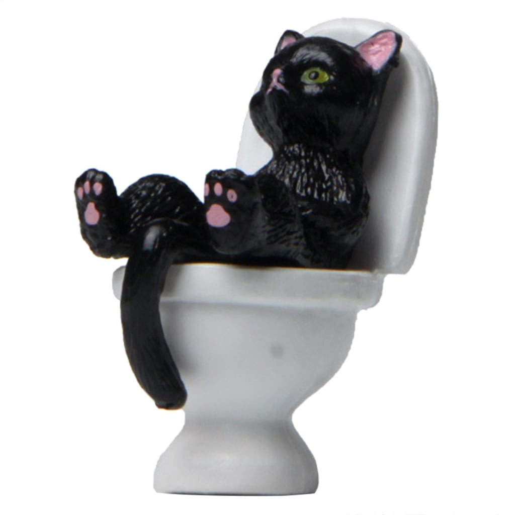 Ciwanning Figurine Sculpture Toilet Sitting Cats Statue Resin ...