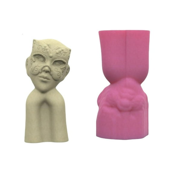 Ciwanning Girls Mask Flower Pots Silicone Mold Cement Plaster Craft ...