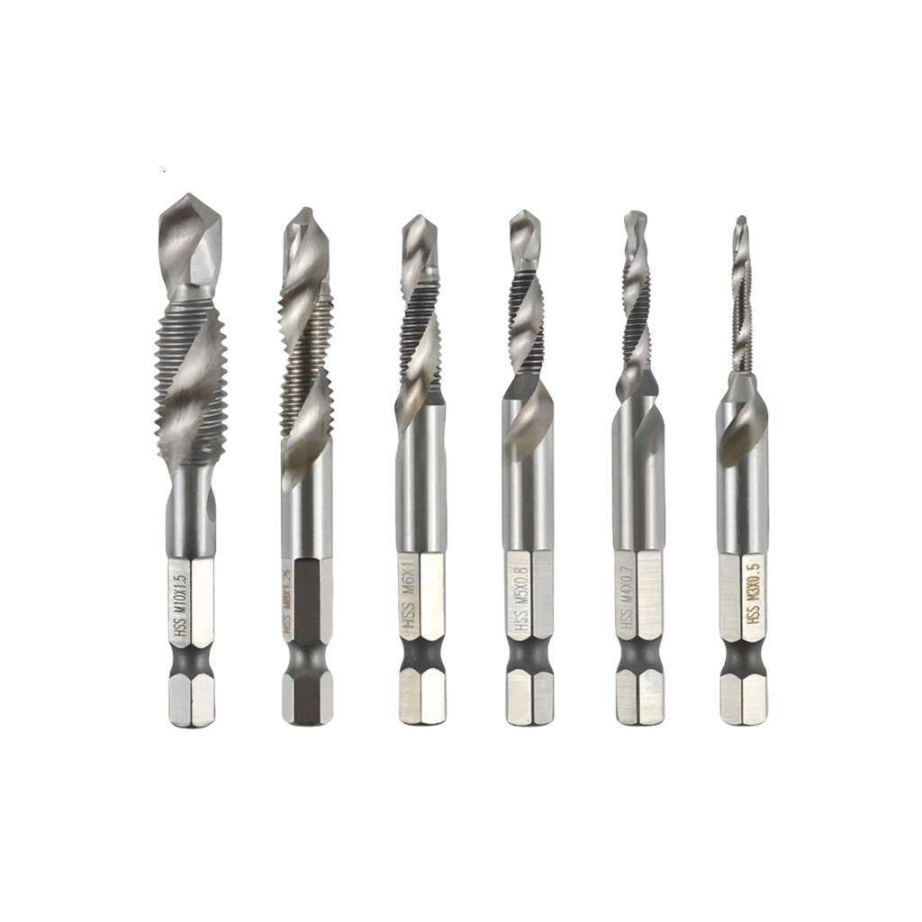 Ciwanning Hexagonal Shank Spirals Tap Drill Bit Screw Thread Tap Tool ...