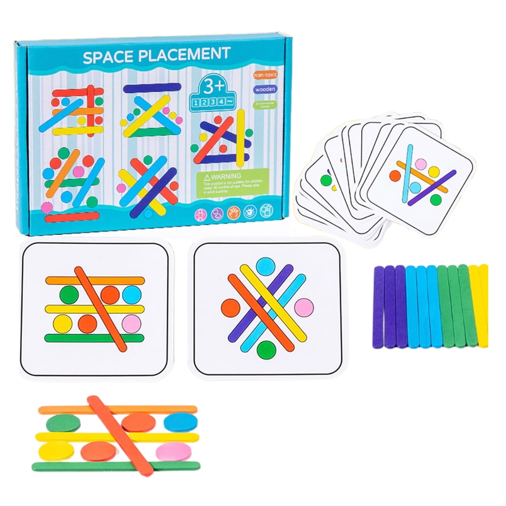 Ciwanning Kids Developmental Rainbow Stick Toy Space Puzzle Color Shape ...