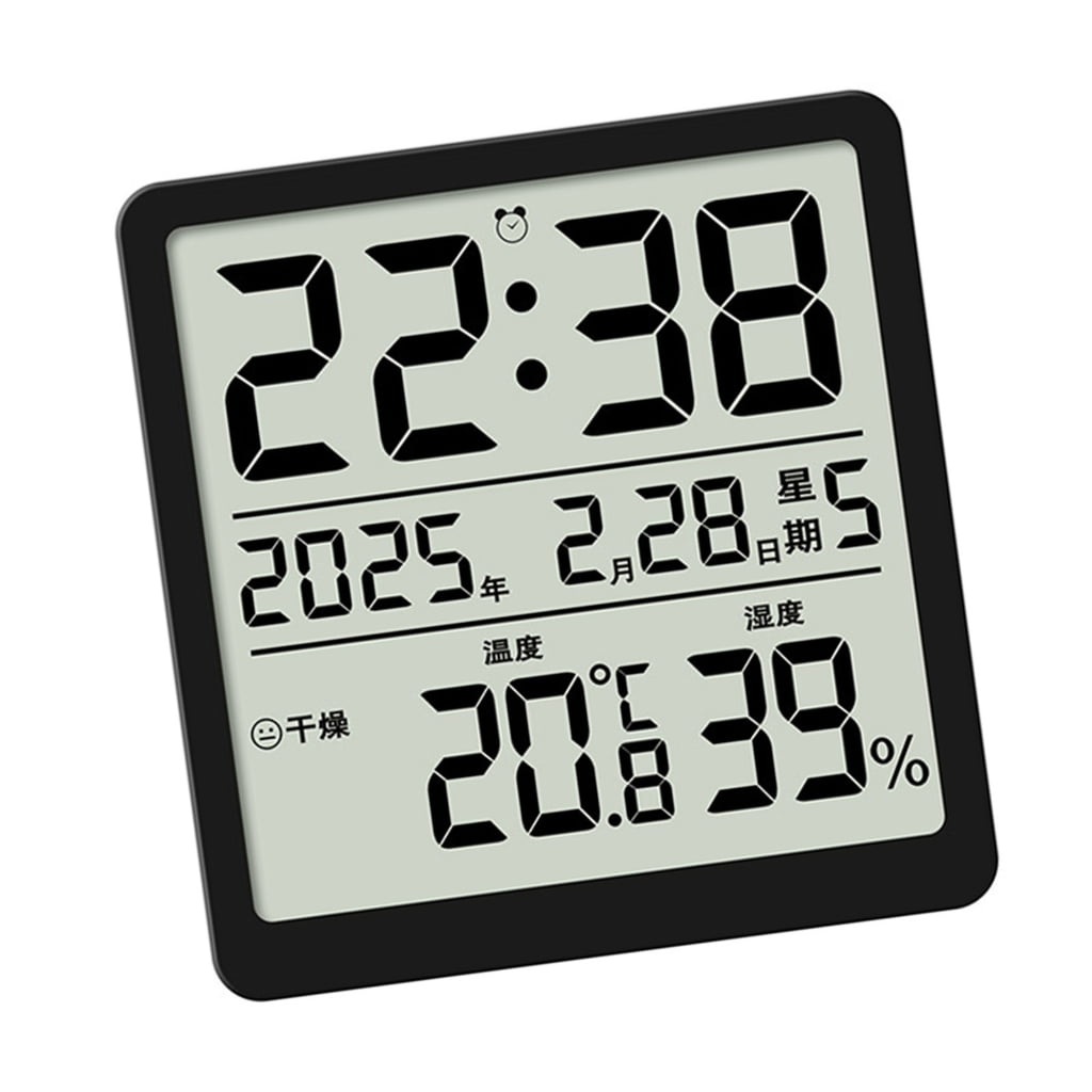 Ciwanning Modern LCD Digital Clock with Time Date Temperature Humidity ...