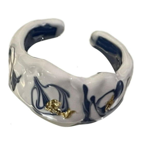 Ciwanning Modern Open Ring with Drip Oil and Gold Foil Personality ...