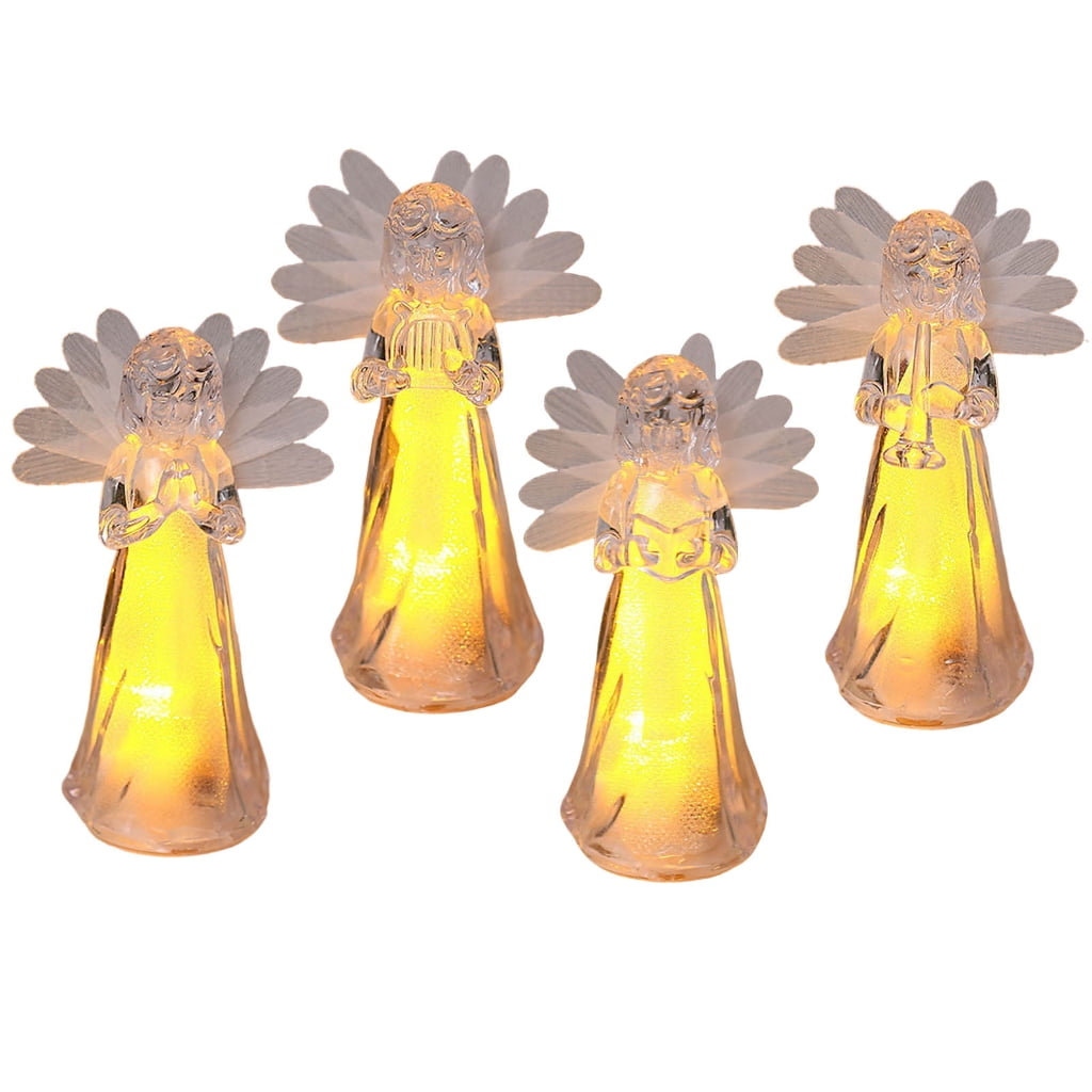 Ciwanning Pack of 4 Acrylic Angel LED Illuminateds Prayer Statues ...