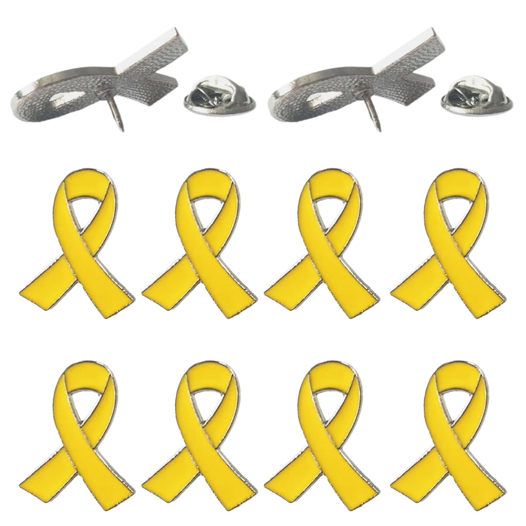 Ciwanning Set of 10 Yellow Ribbon Brooch Health Consciousness Badges ...