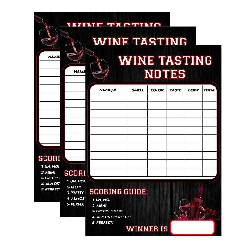 Ciwanning Set of 3 Wine Party Scoring Cards Compact and for Wine ...