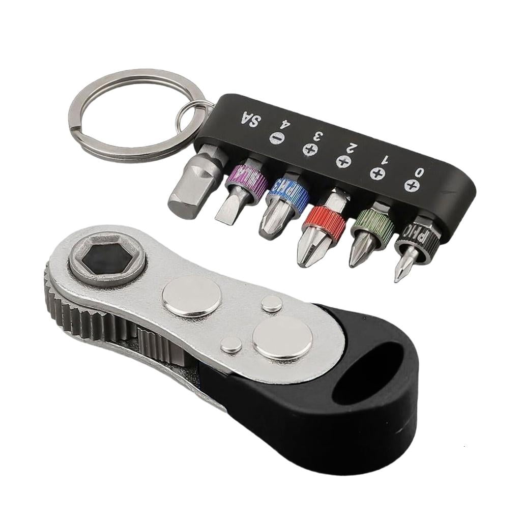 Ciwanning Short Multiple Bit Ratchet Screwdriver Ergonomic Handle ...