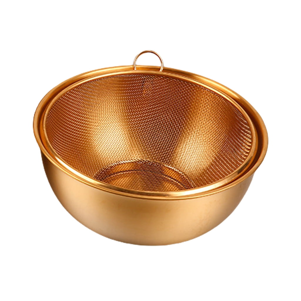 Ciwanning Stainless Steel Strainer Fine Hole Colander with Mixing Bowl ...