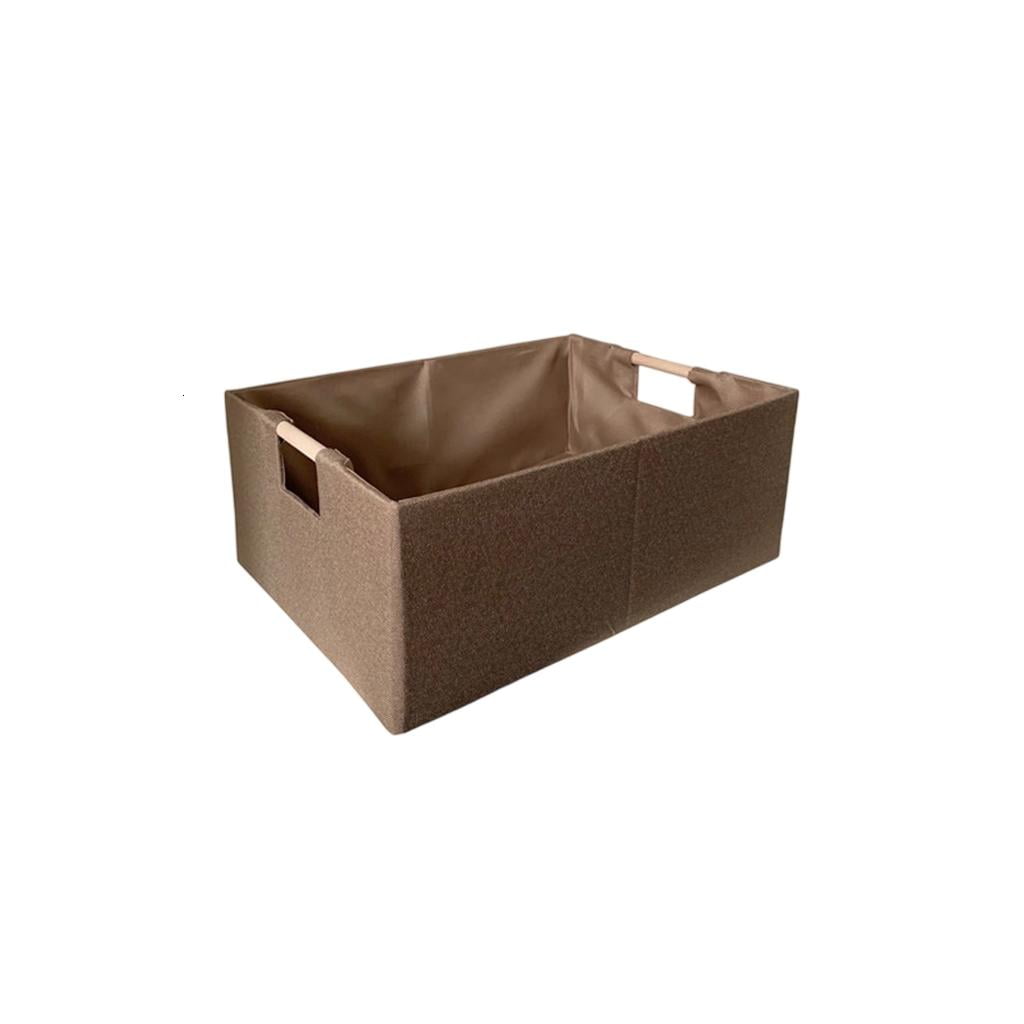 Ciwanning Sturdy Fabric Storage Box With Wooden Handles Reinforced ...