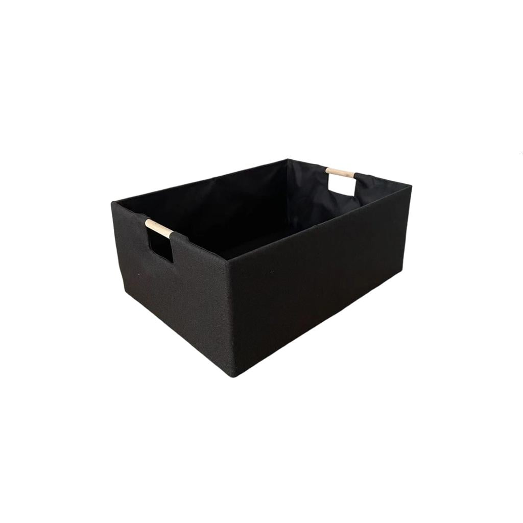 Ciwanning Sturdy Fabric Storage Box With Wooden Handles Reinforced ...