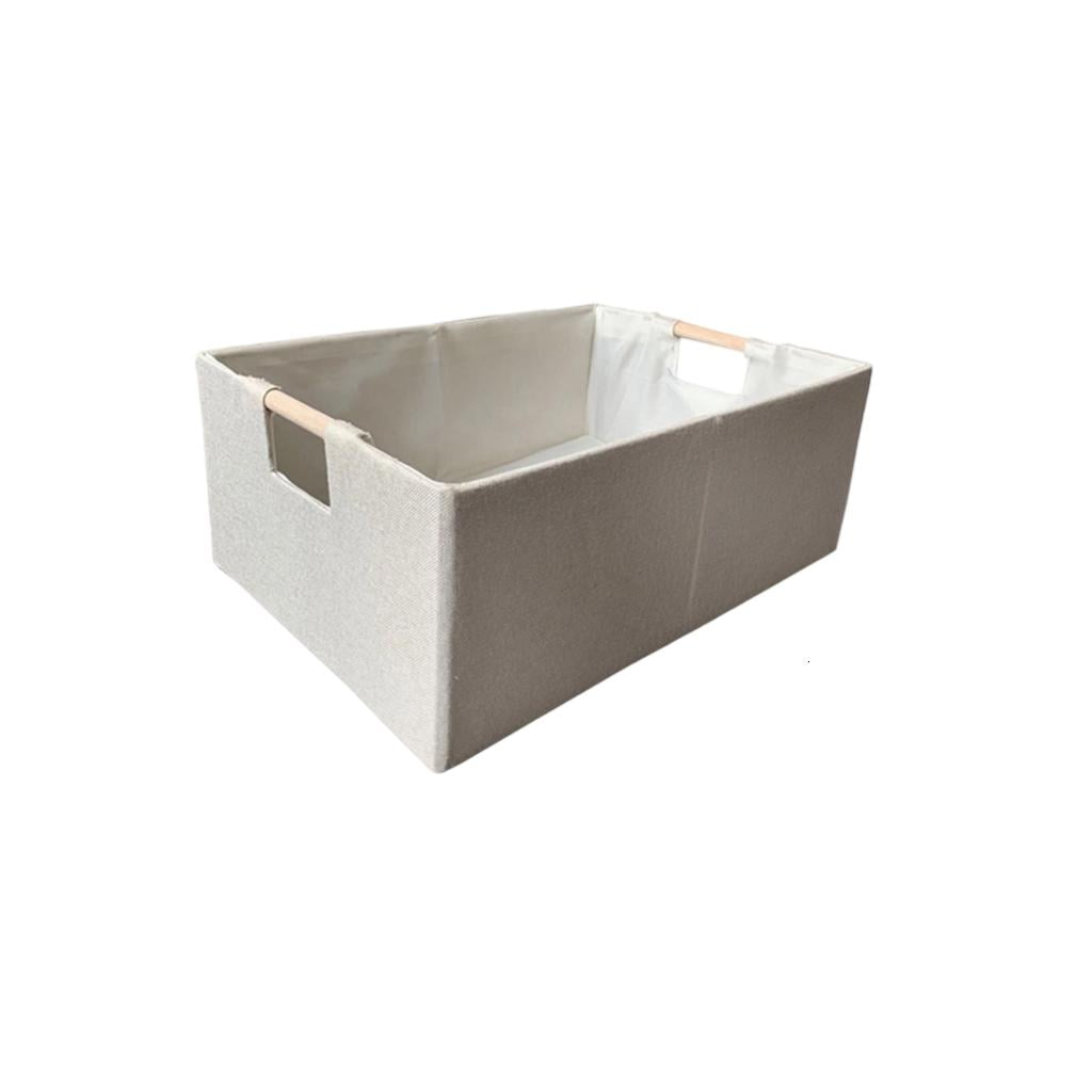 Ciwanning Sturdy Fabric Storage Box With Wooden Handles Reinforced ...
