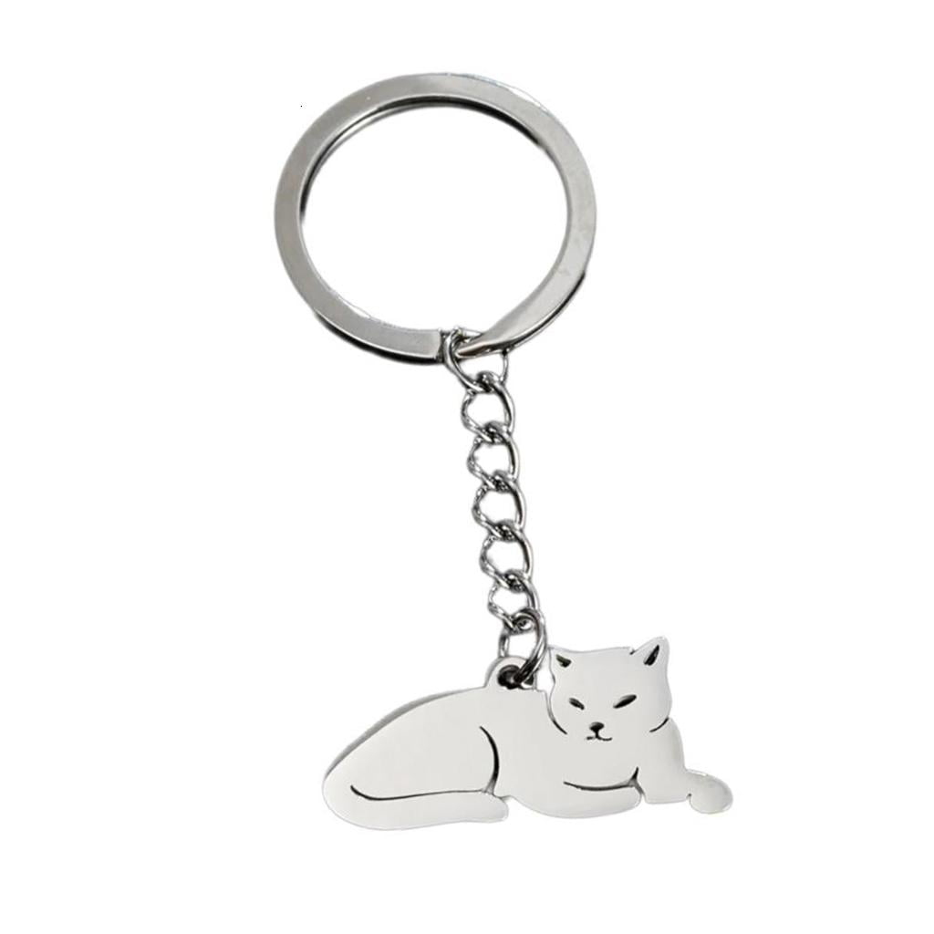 Ciwanning Unique Cats Designs Keyring Stainless Steel Silver for Animal ...