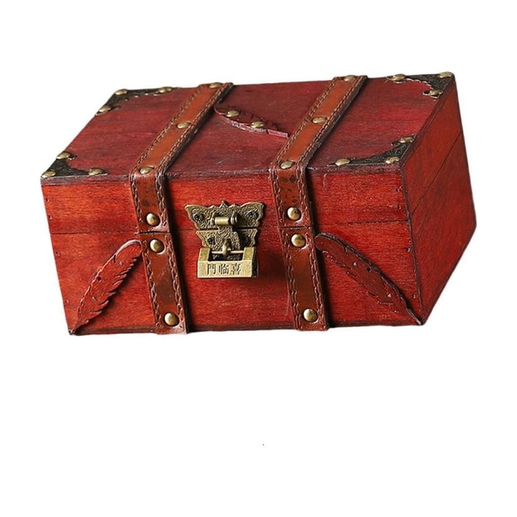 Ciwanning Vintage Style Locking Wooden Box Home Storage Case For ...