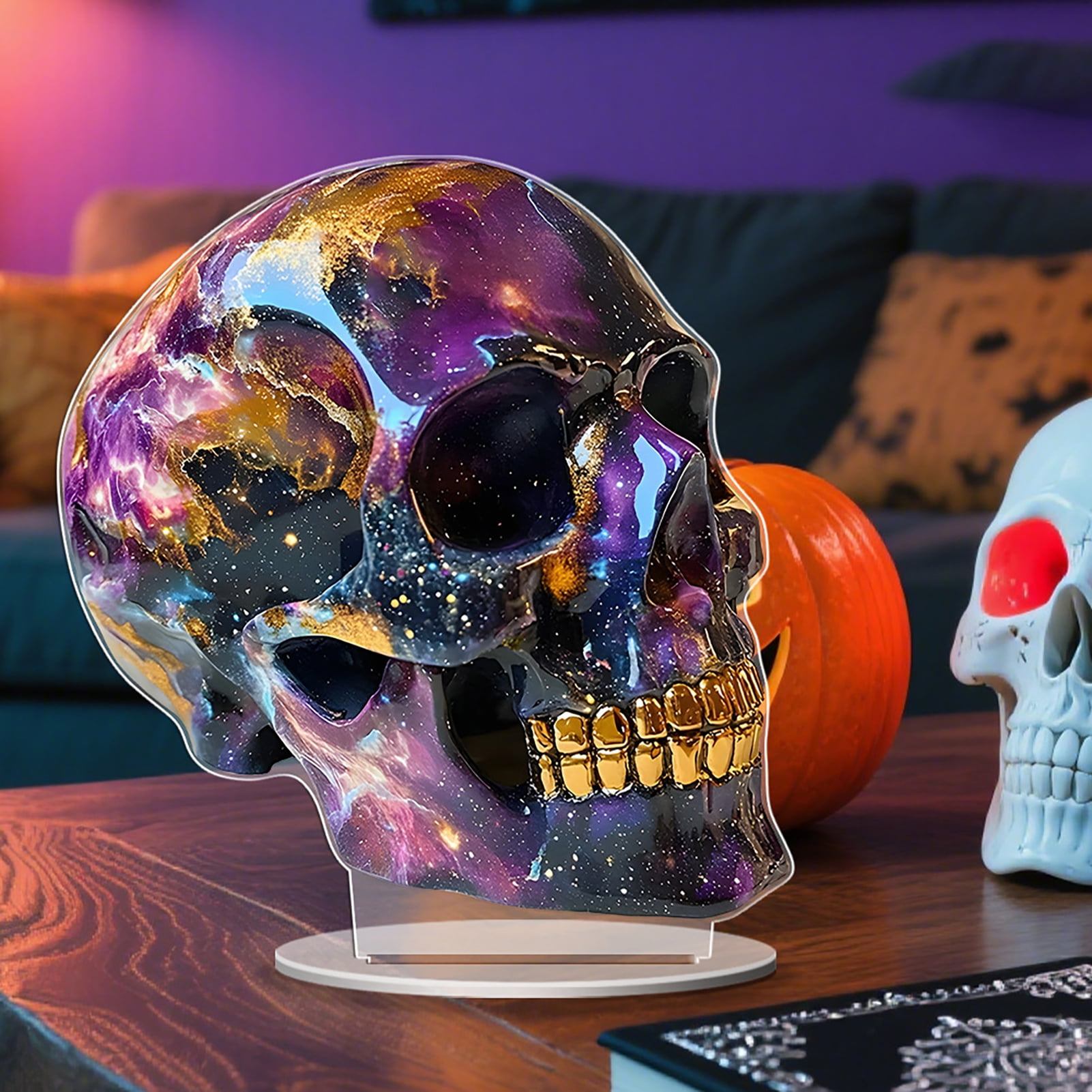 Cixusio Halloween Decorations 2D Skull Acrylic Sign Gothic Flat Skull ...