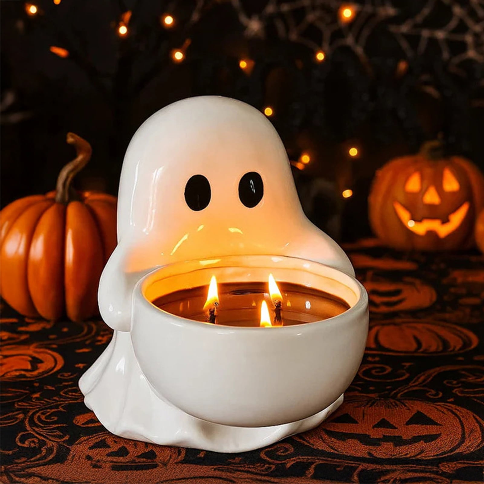 Cixusio Halloween Decorations Halloween Ghost Candle Holder Small Ghost ...