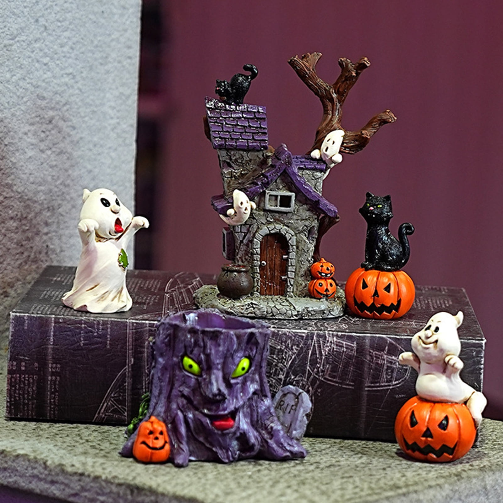 Cixusio Halloween Decorations Resin Ornament Creepy Haunted House Tomb ...