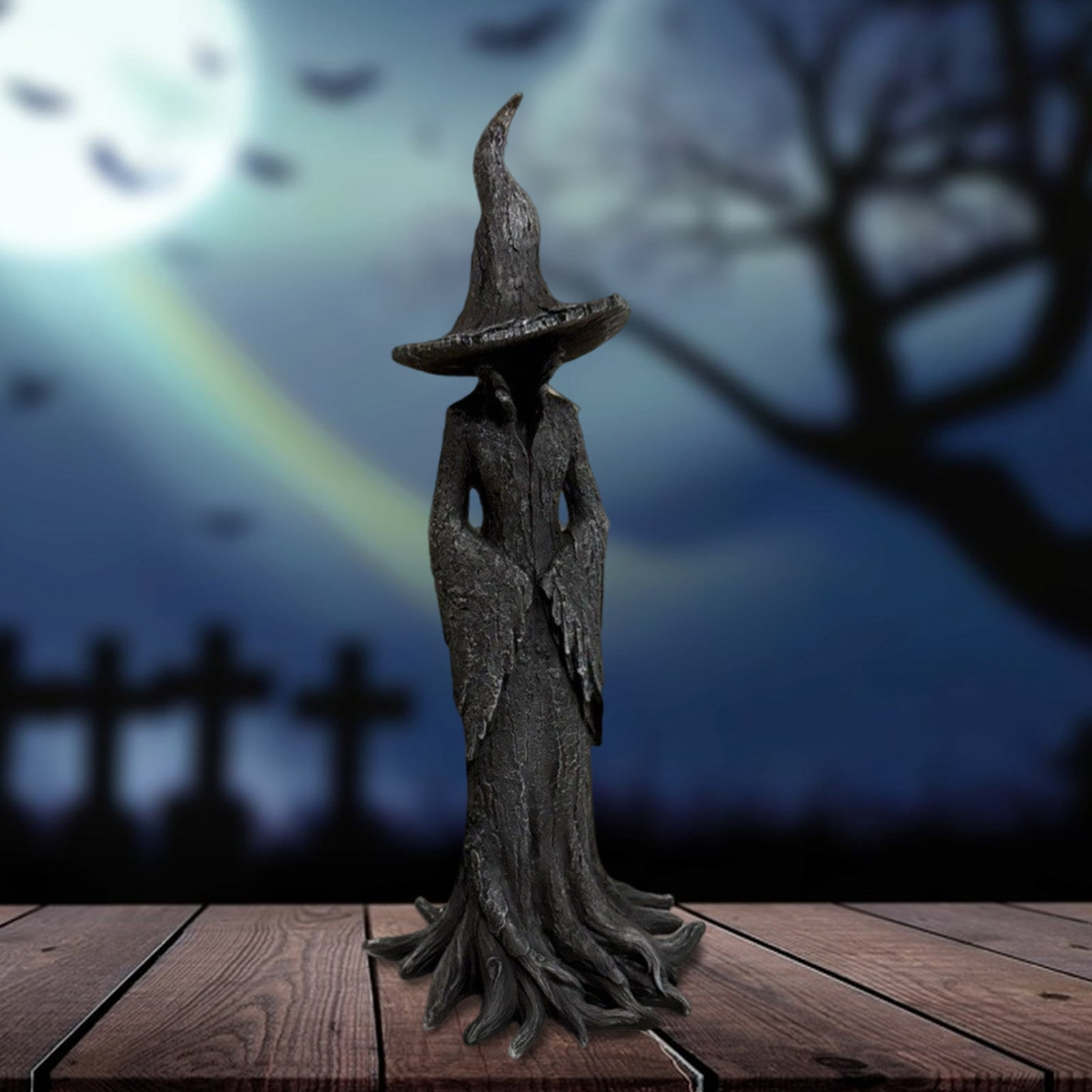 Cixusio Halloween Decorations Tree Root Witch Statue Spooky Black Witch ...