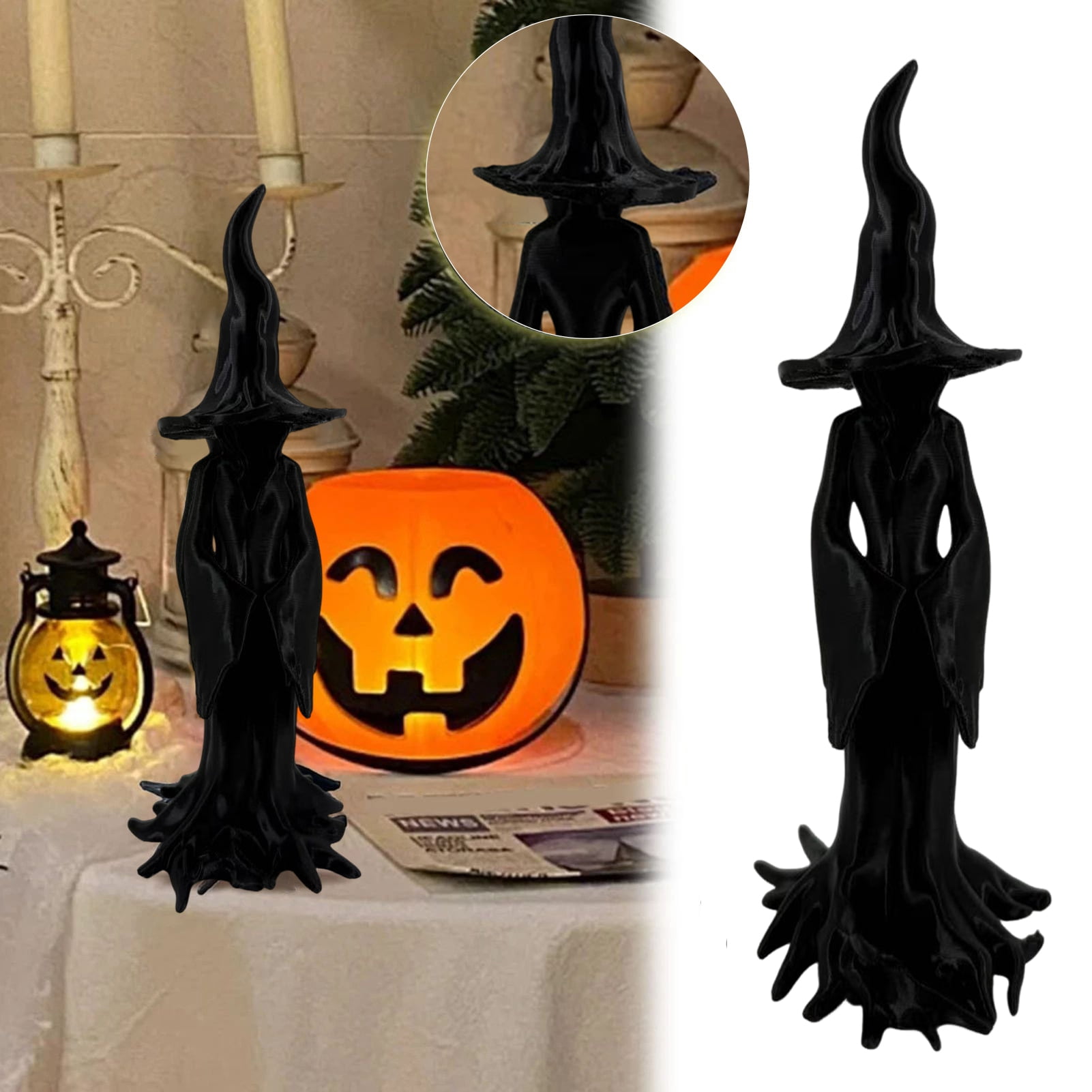 Cixusio Halloween Witch Figurine Halloween Enchanting Witch Statue 3d ...