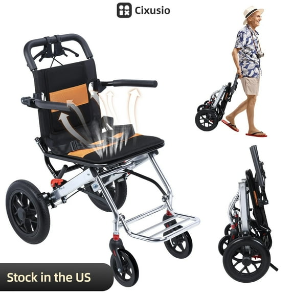 Cixusio Wheelchair for Adults, Lightweight Foldable Transport ...
