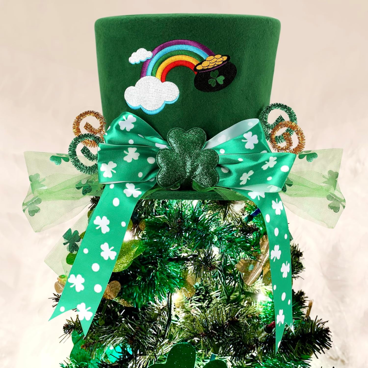 CiyvoLyeen St. Patrick Day Tree Topper Hat Large Green Velvet Hat ...