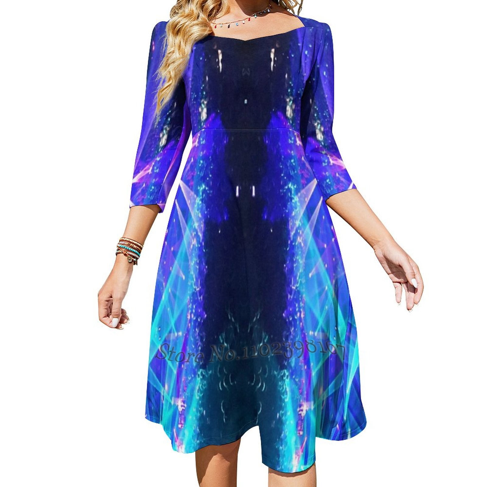 Ck5 10 30 16 Flare Dress Square Neck Dress Elegant Female Fashion ...