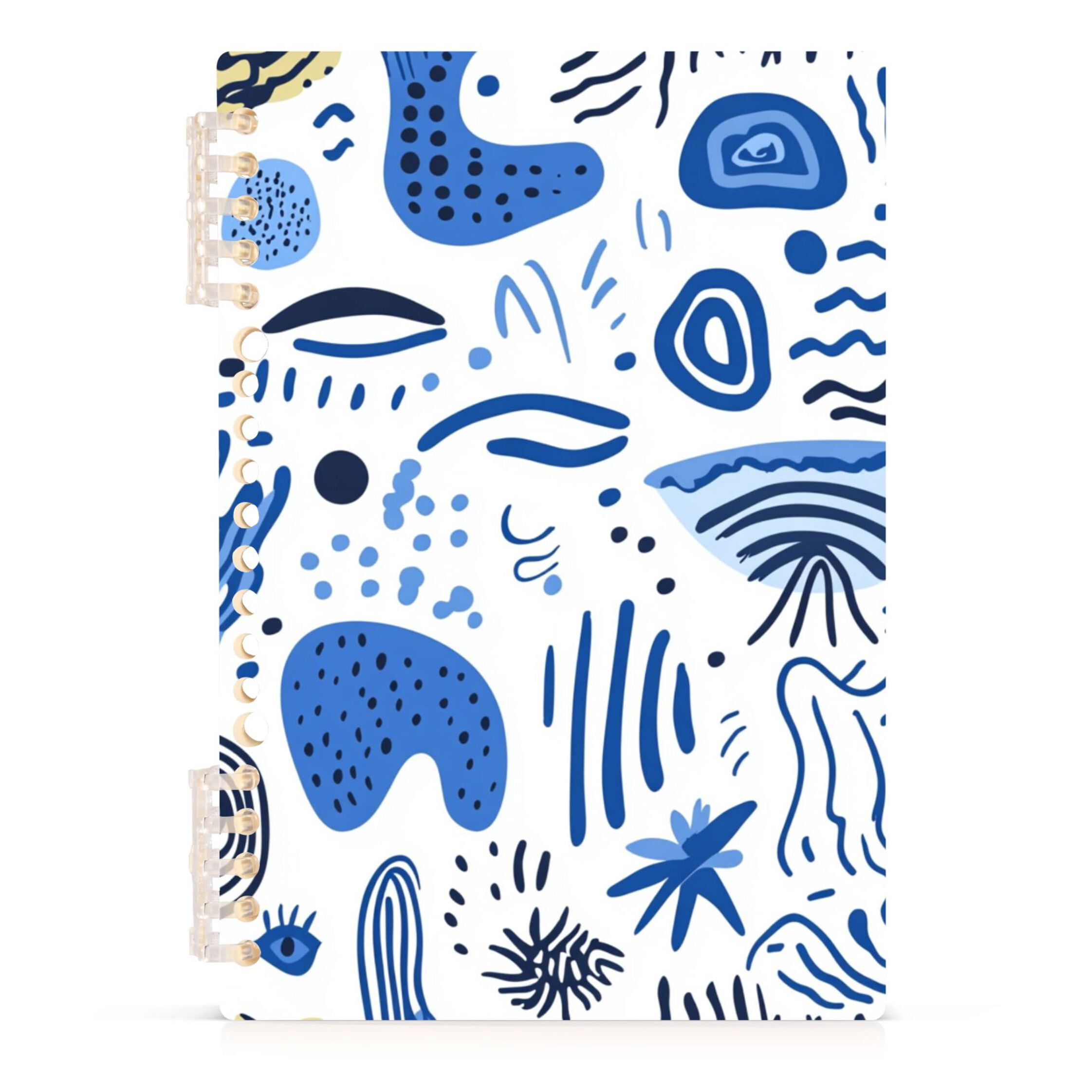 Ckdifva Abstract Blue Shapes Doodles A5 Ring Binder Notebook Journey ...