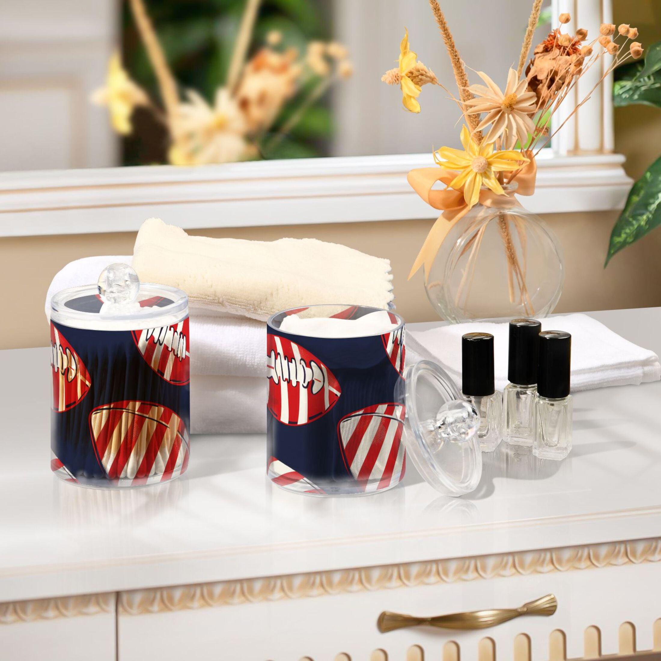 Ckdifva American Flag Football Storage Jar with Lid Acrylic ...