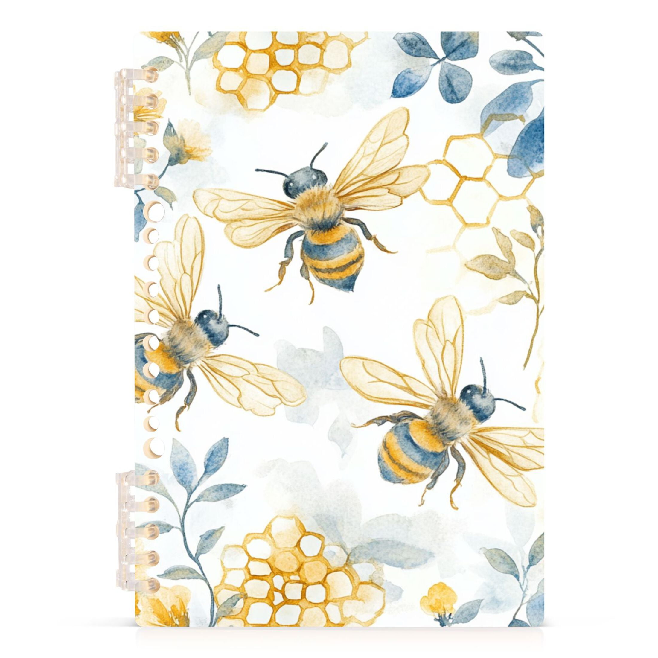 Ckdifva Bees and Flowers A5 Ring Binder Notebook Journey Note Diary ...