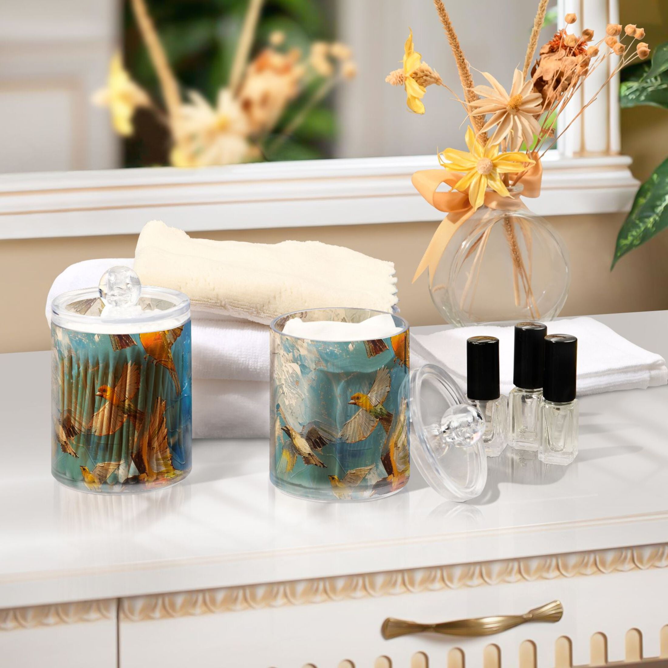 Ckdifva Bird Flock Storage Jar with Lid Acrylic Organization Storage ...