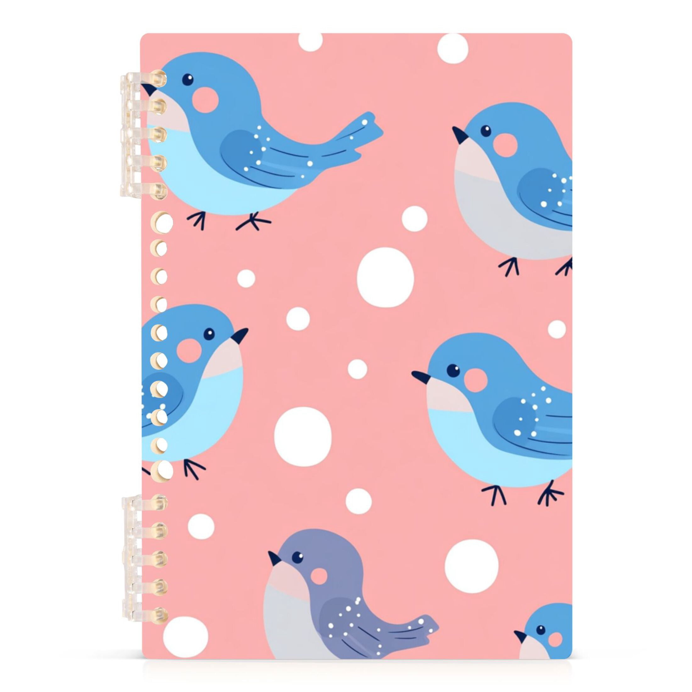 Ckdifva Blue Birds at Pink A5 Ring Binder Notebook Journey Note Diary ...