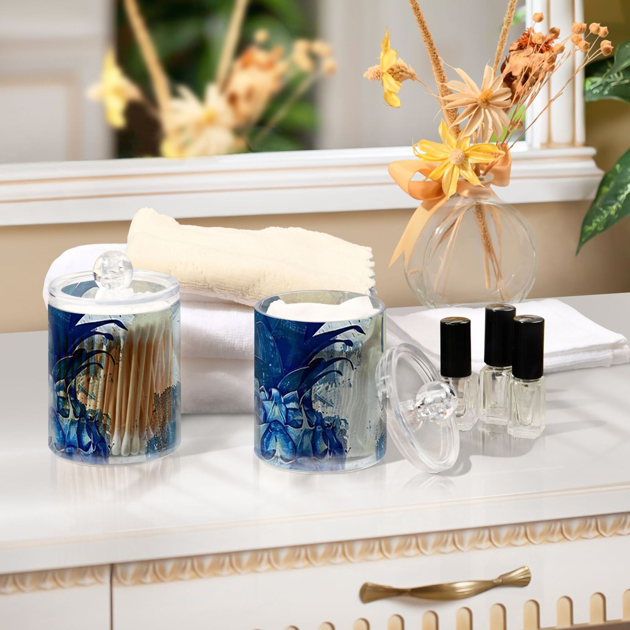 Ckdifva Blue Pineapple Storage Jar with Lid Acrylic Organization ...