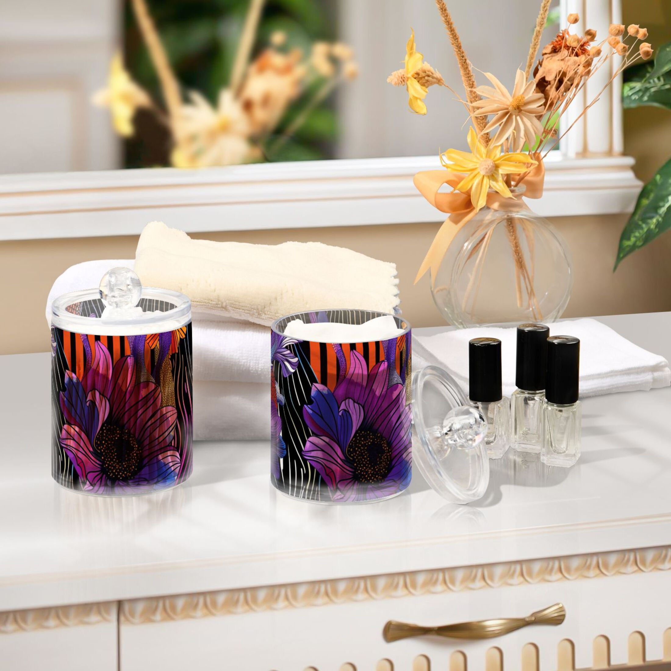 Ckdifva Bold Wildflowers Storage Jar with Lid Acrylic Organization ...