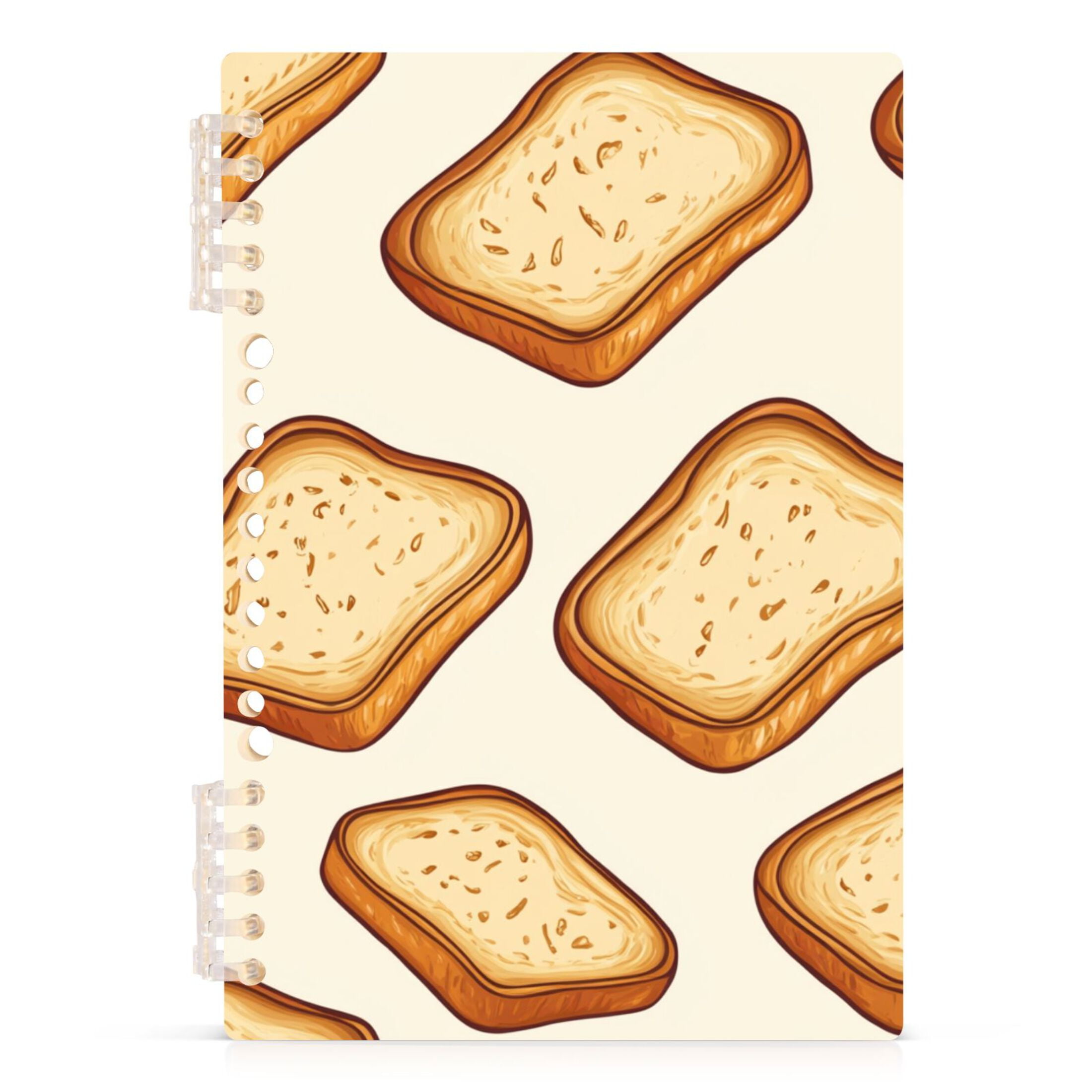 Ckdifva Bread Slices Cartoon A5 Ring Binder Notebook Journey Note Diary ...