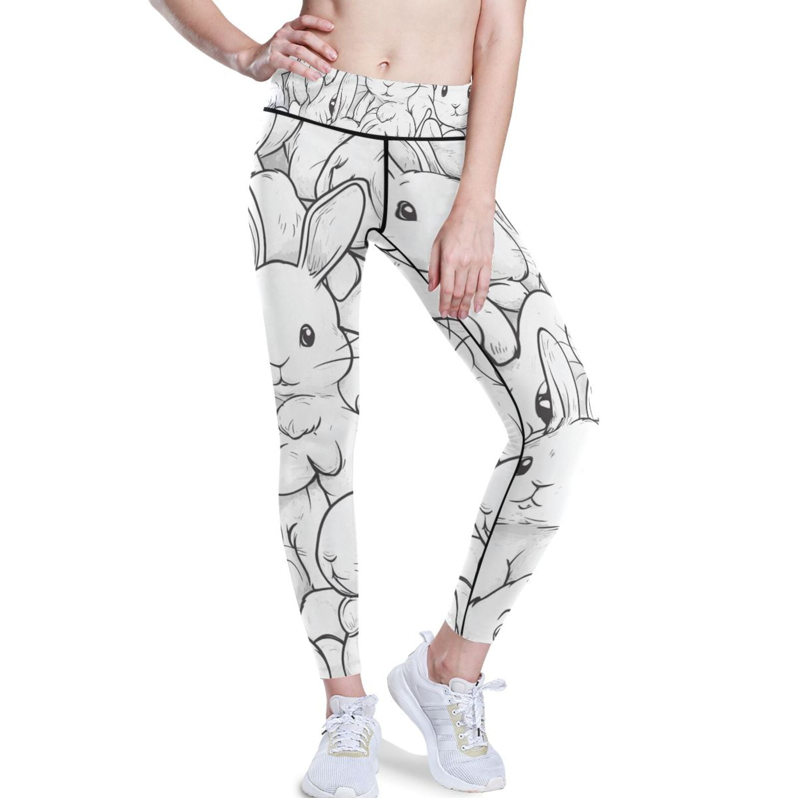 Ckdifva Cartoon Bunny Rabbits Yoga Pants with Pockets for Women Workout ...