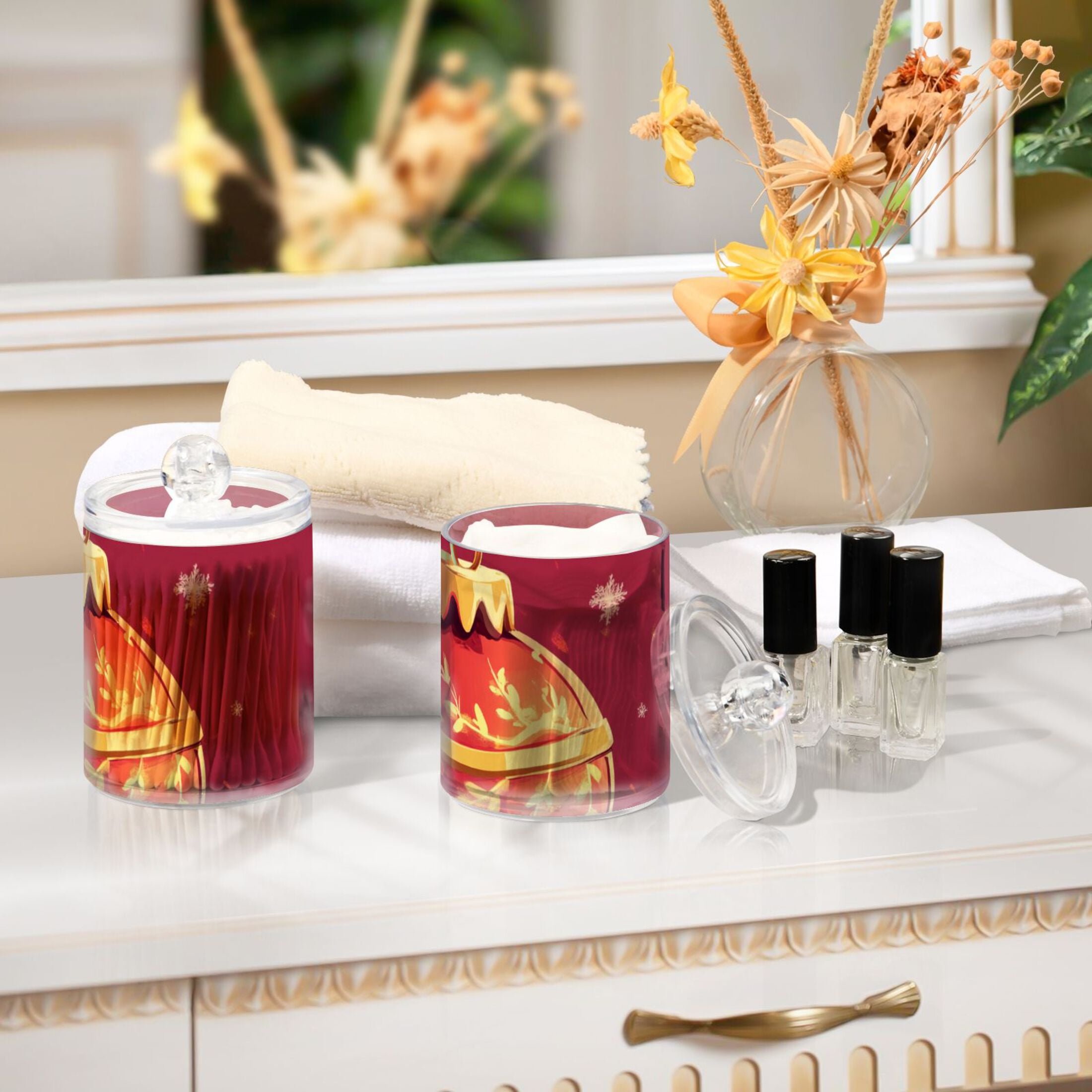 Ckdifva Christmas Ball Bell Storage Jar with Lid Acrylic Organization ...