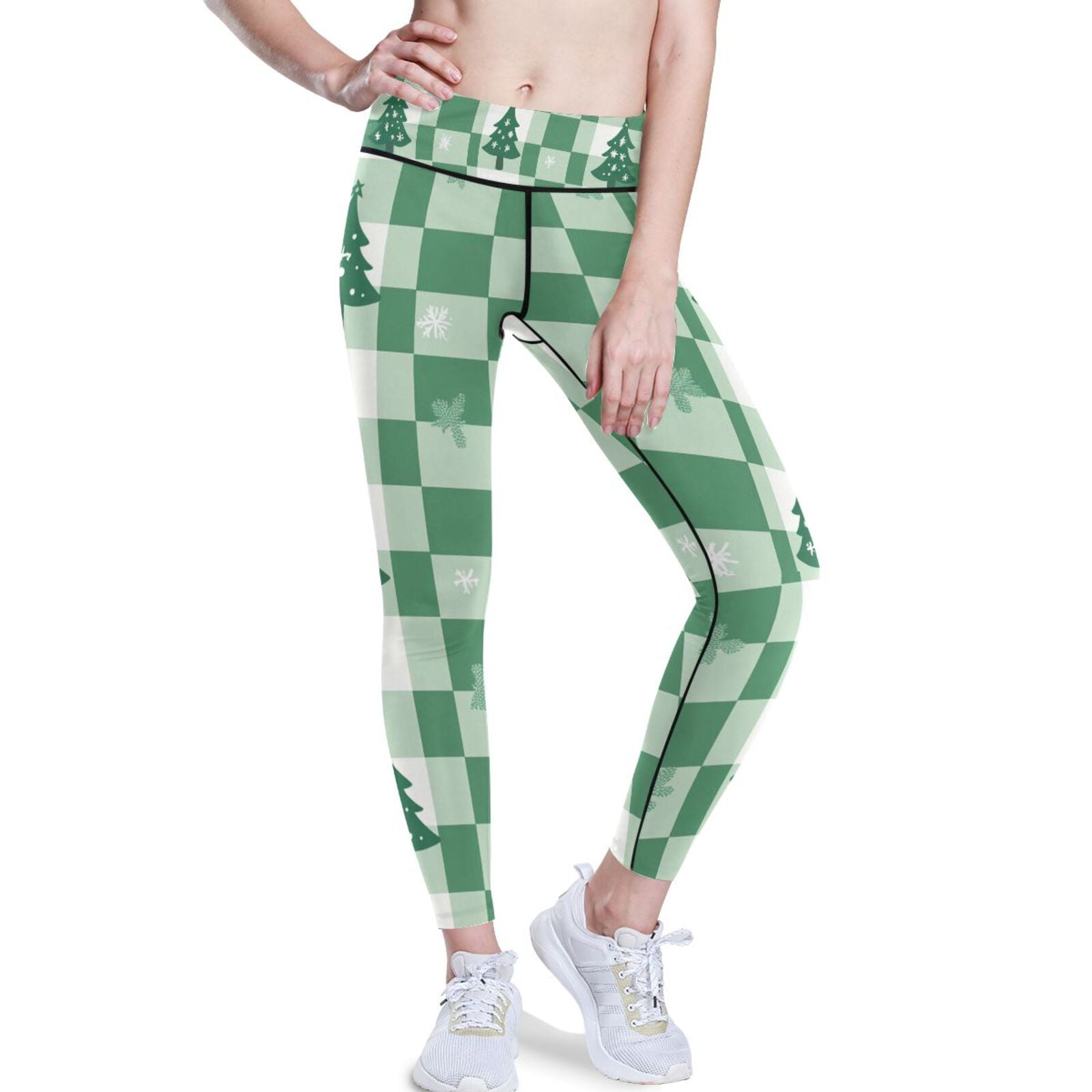 Ckdifva Christmas Green Trees Yoga Pants with Pockets for Women Workout ...
