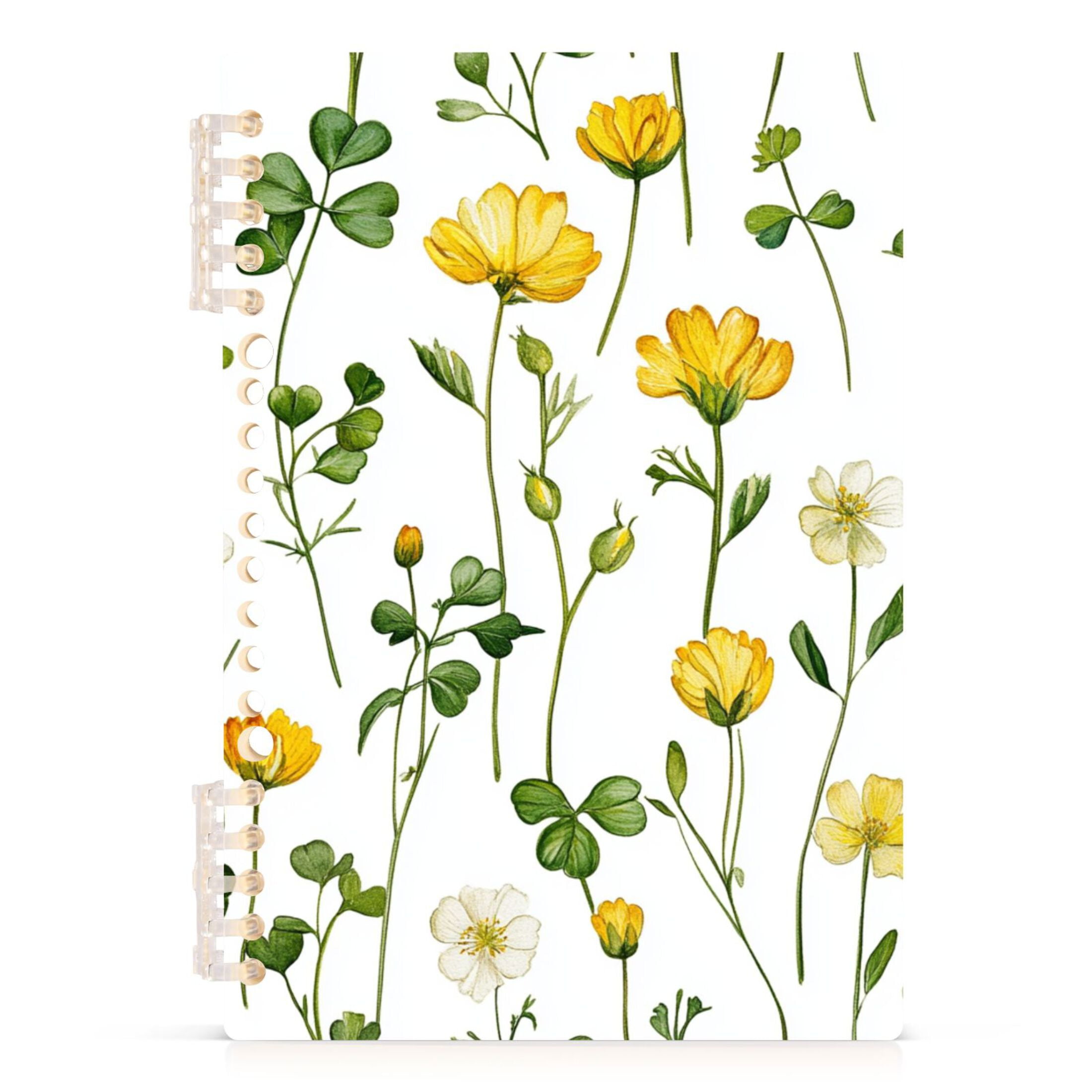 Ckdifva Clovers and Flowers A5 Ring Binder Notebook Journey Note Diary ...