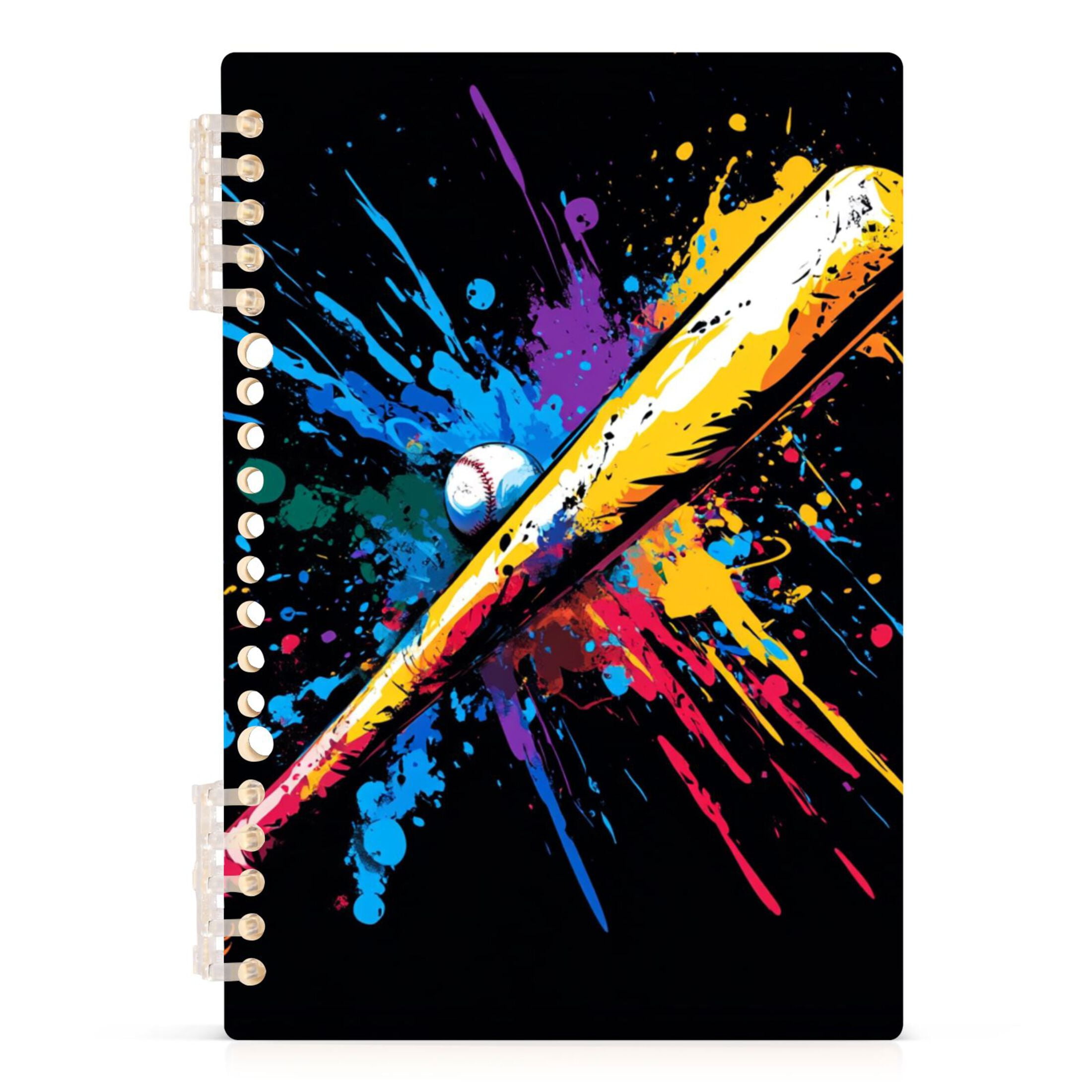 Ckdifva Colorful Baseball and Bat A5 Ring Binder Notebook Journey Note ...