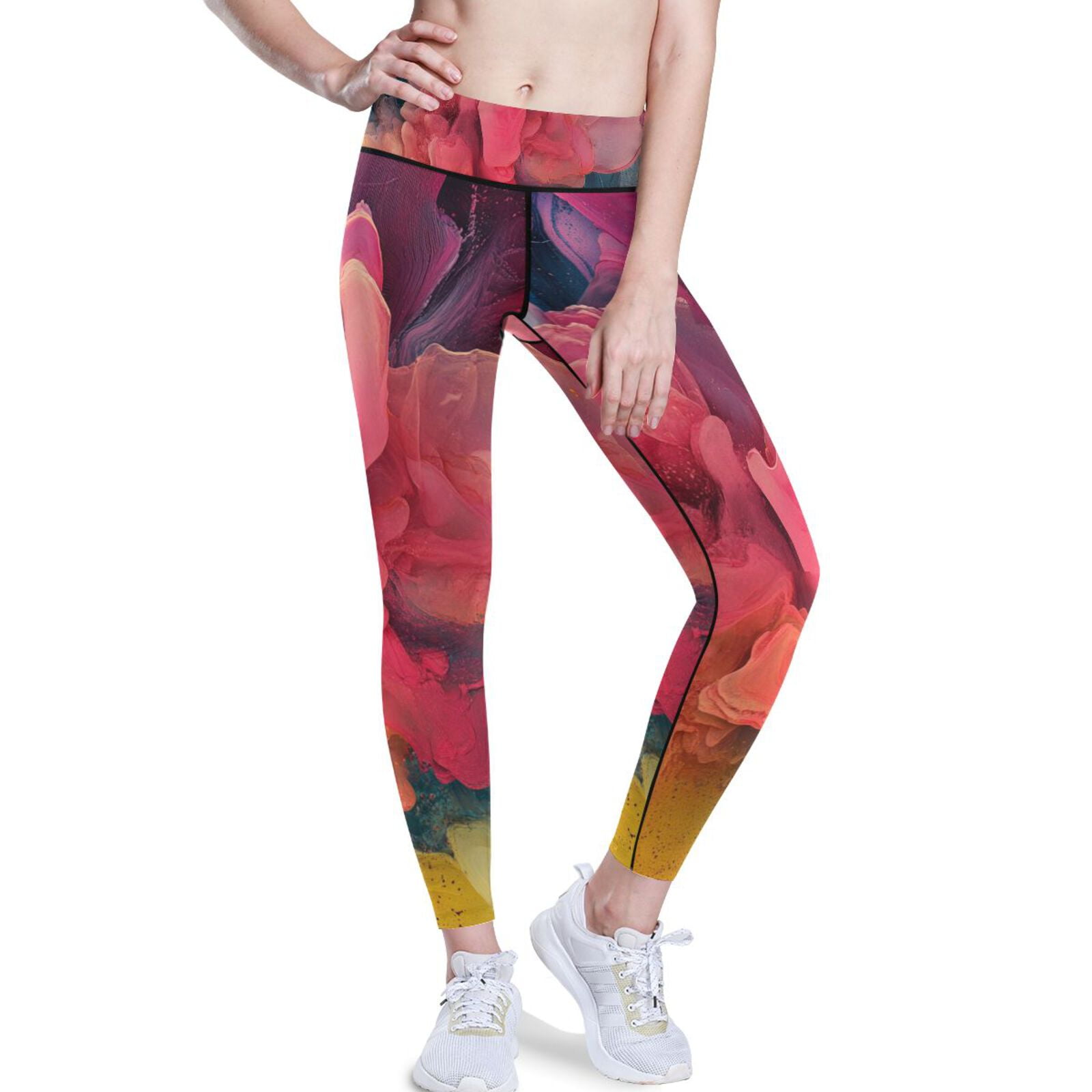 Ckdifva Colorful Smoke Yoga Pants with Pockets for Women Workout ...