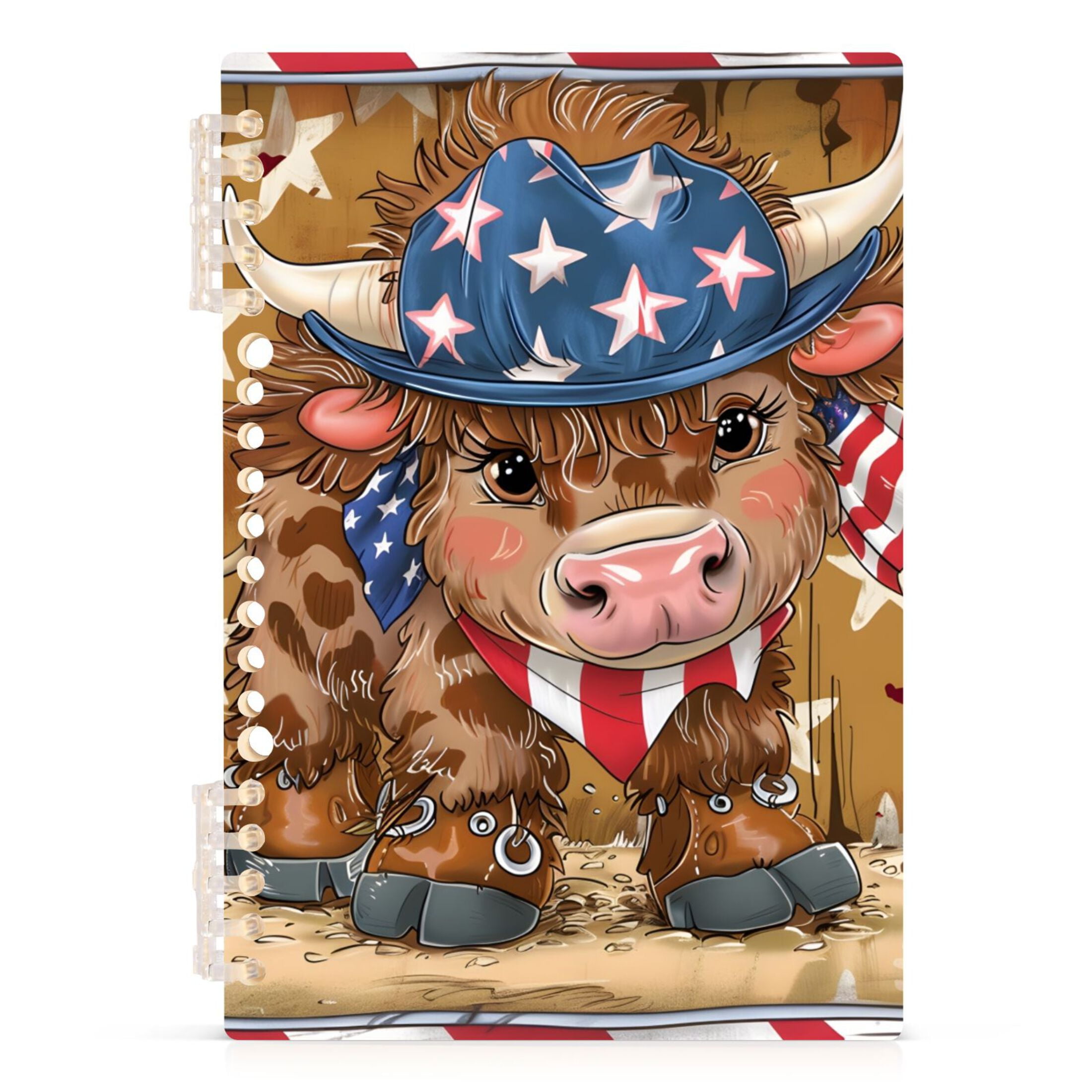 Ckdifva Cow Cowboy American Flag A5 Ring Binder Notebook Journey Note ...
