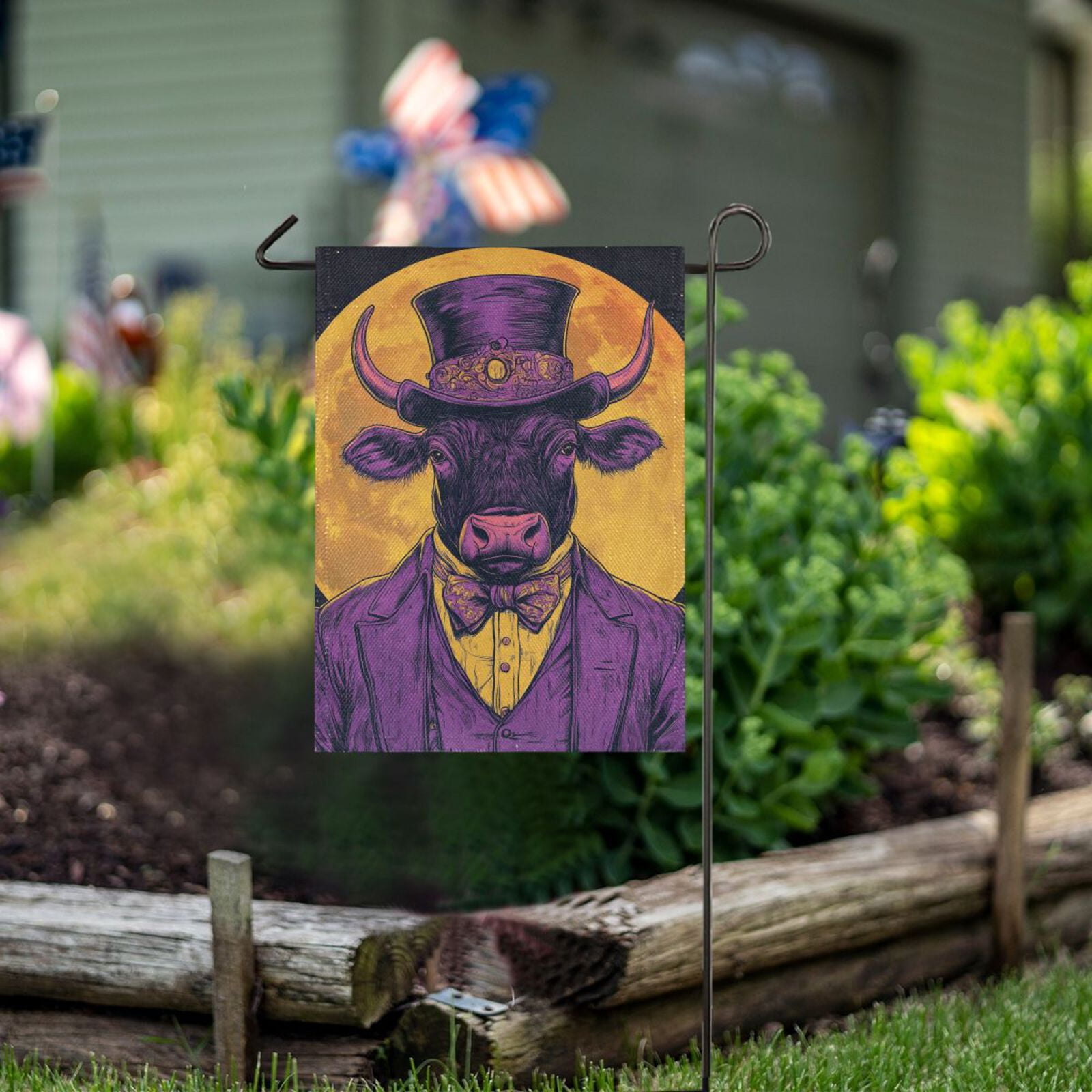 Ckdifva Cow Gentleman Garden Flag 12 x 18 Inch Vertical Double Sided ...
