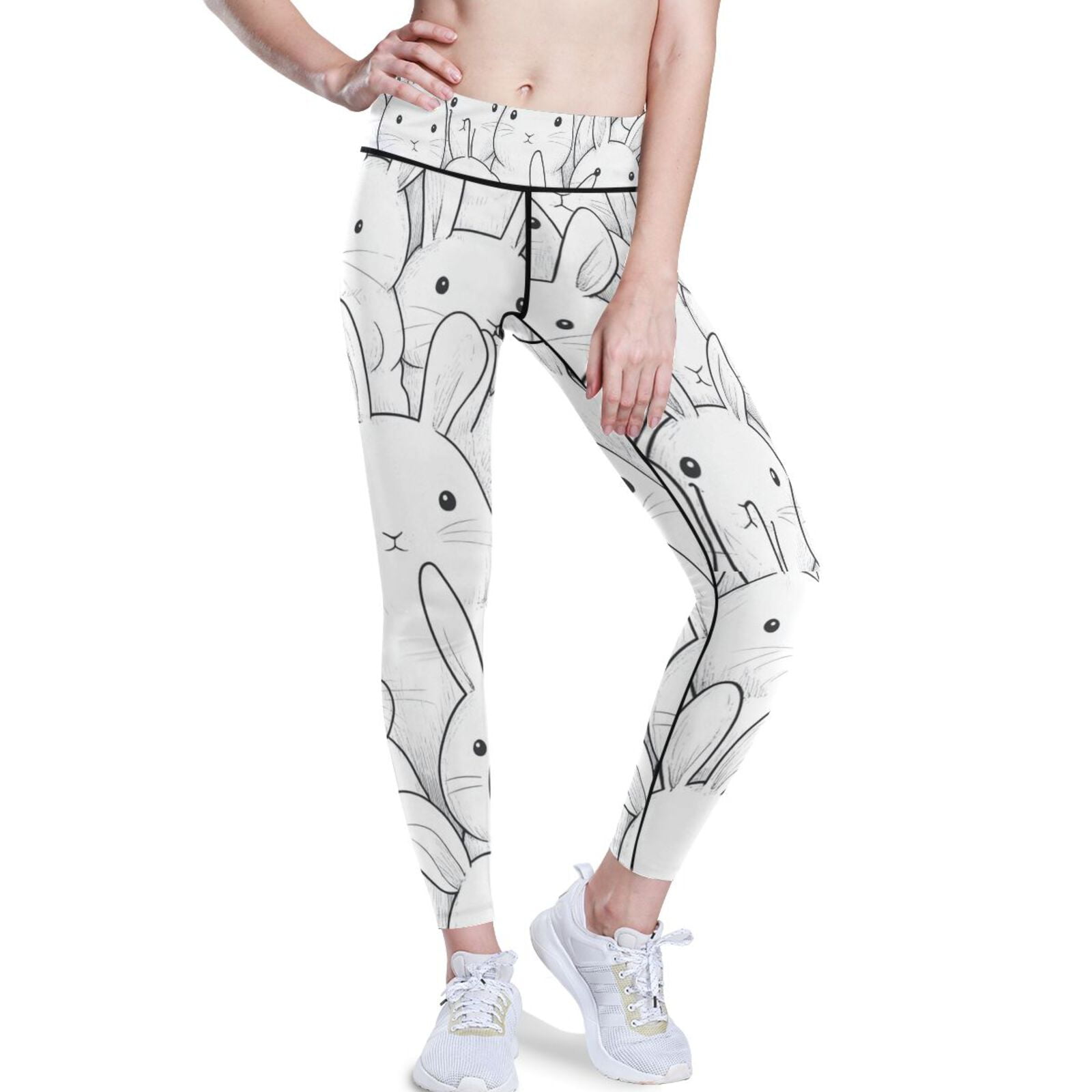 Ckdifva Cute Bunny Rabbits Yoga Pants with Pockets for Women Workout ...