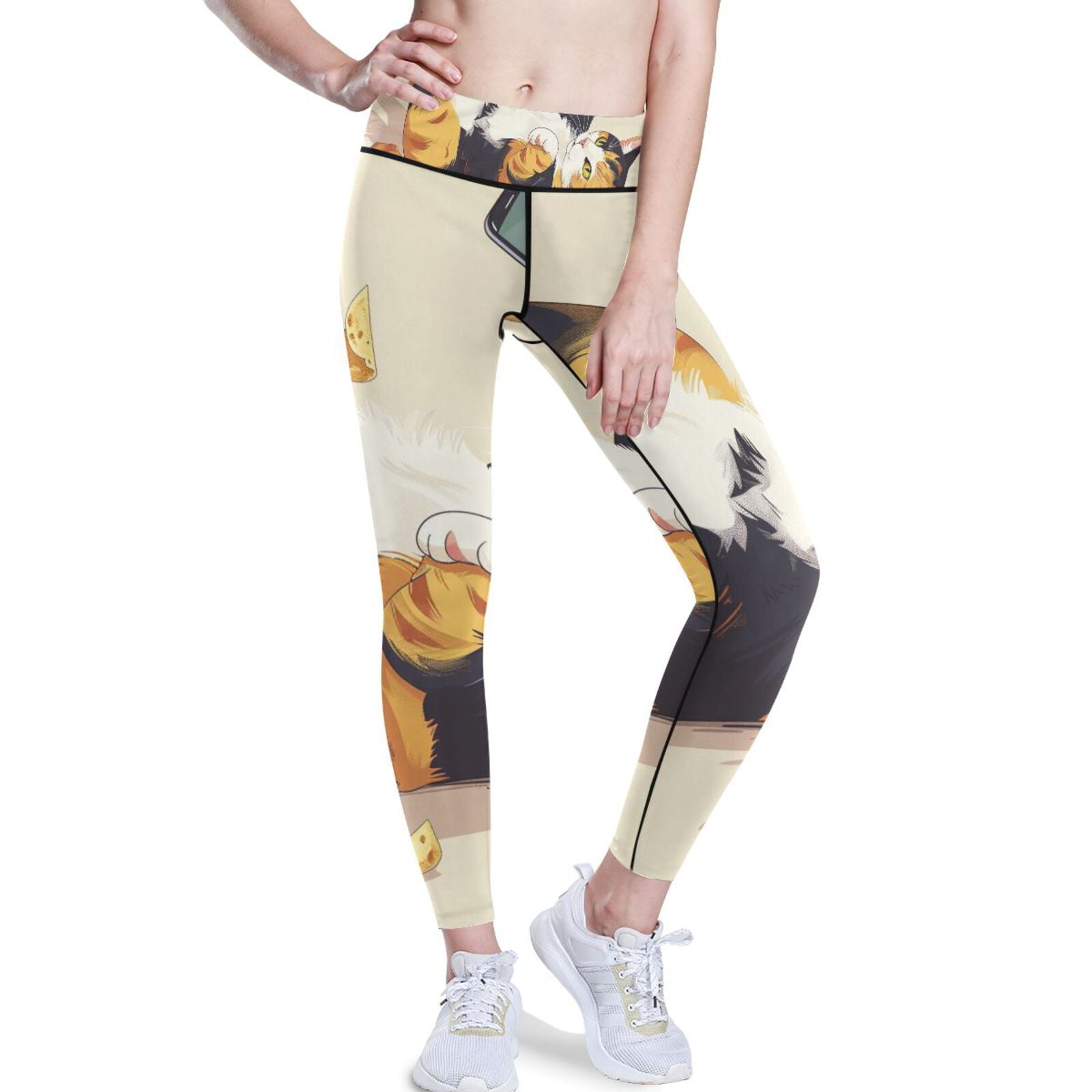 Ckdifva Cute Cat Snack Yoga Pants with Pockets for Women Workout ...