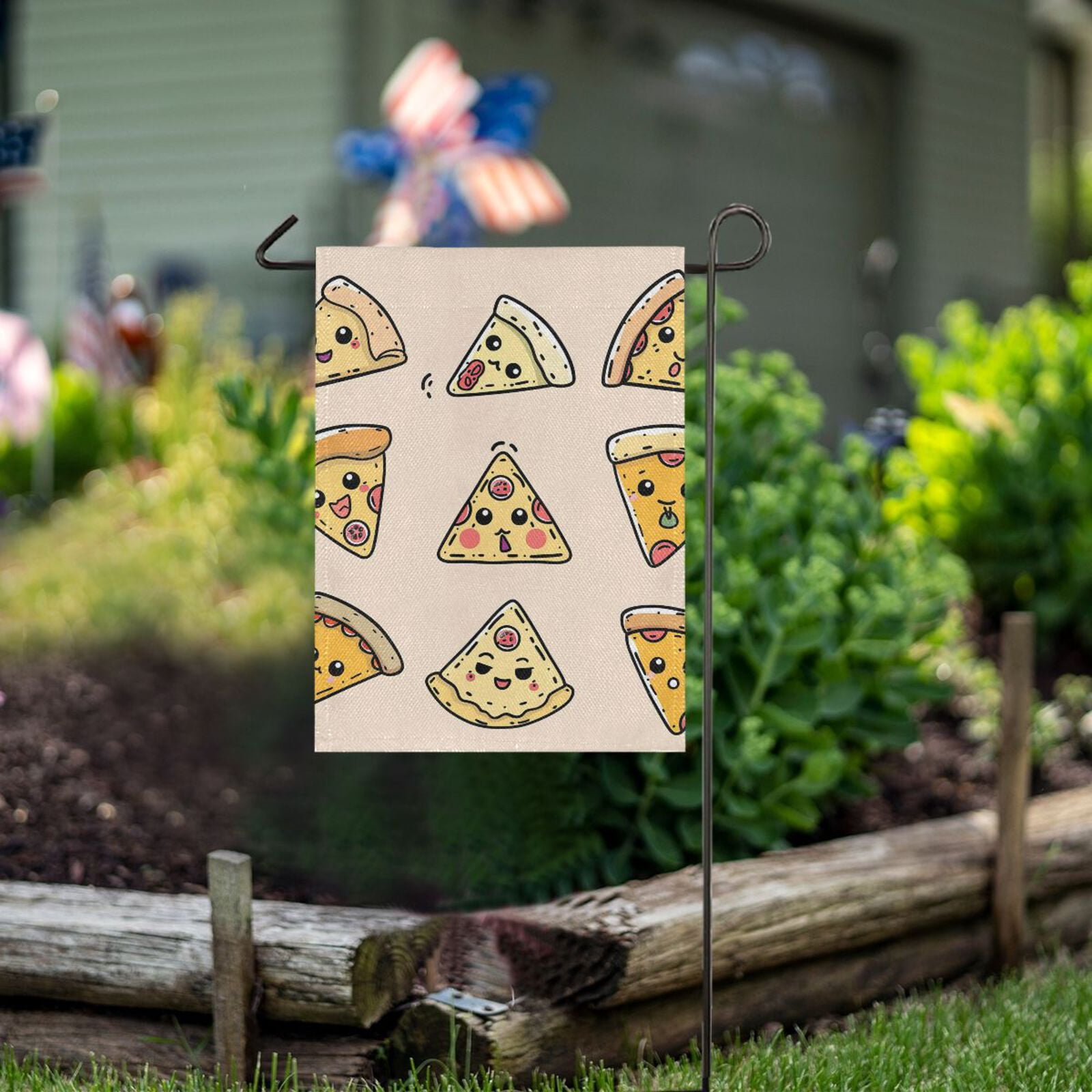 Ckdifva Cute Pizza Garden Flag 12 x 18 Inch Vertical Double Sided for ...