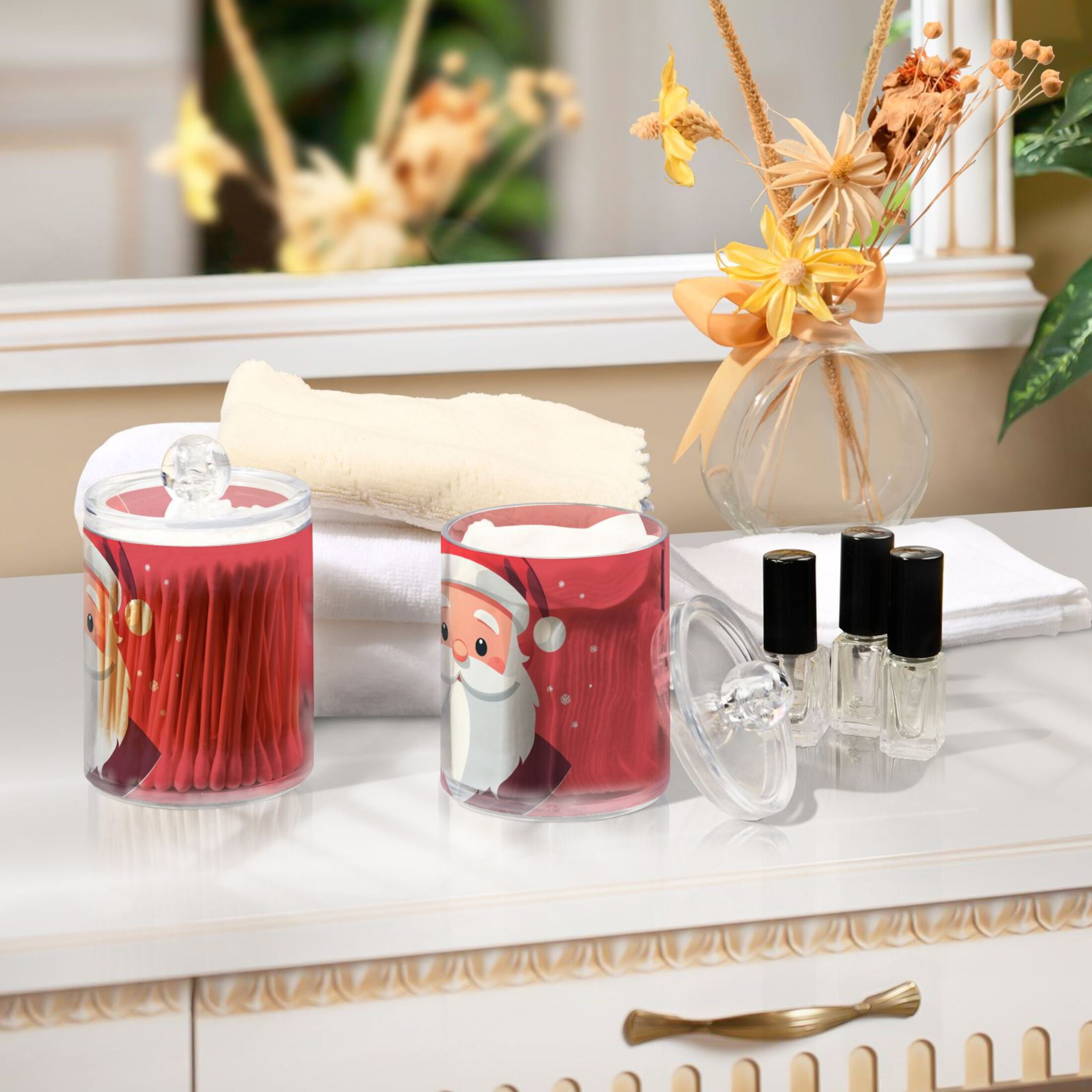 Ckdifva Cute Santa Claus Christmas Storage Jar with Lid Acrylic ...