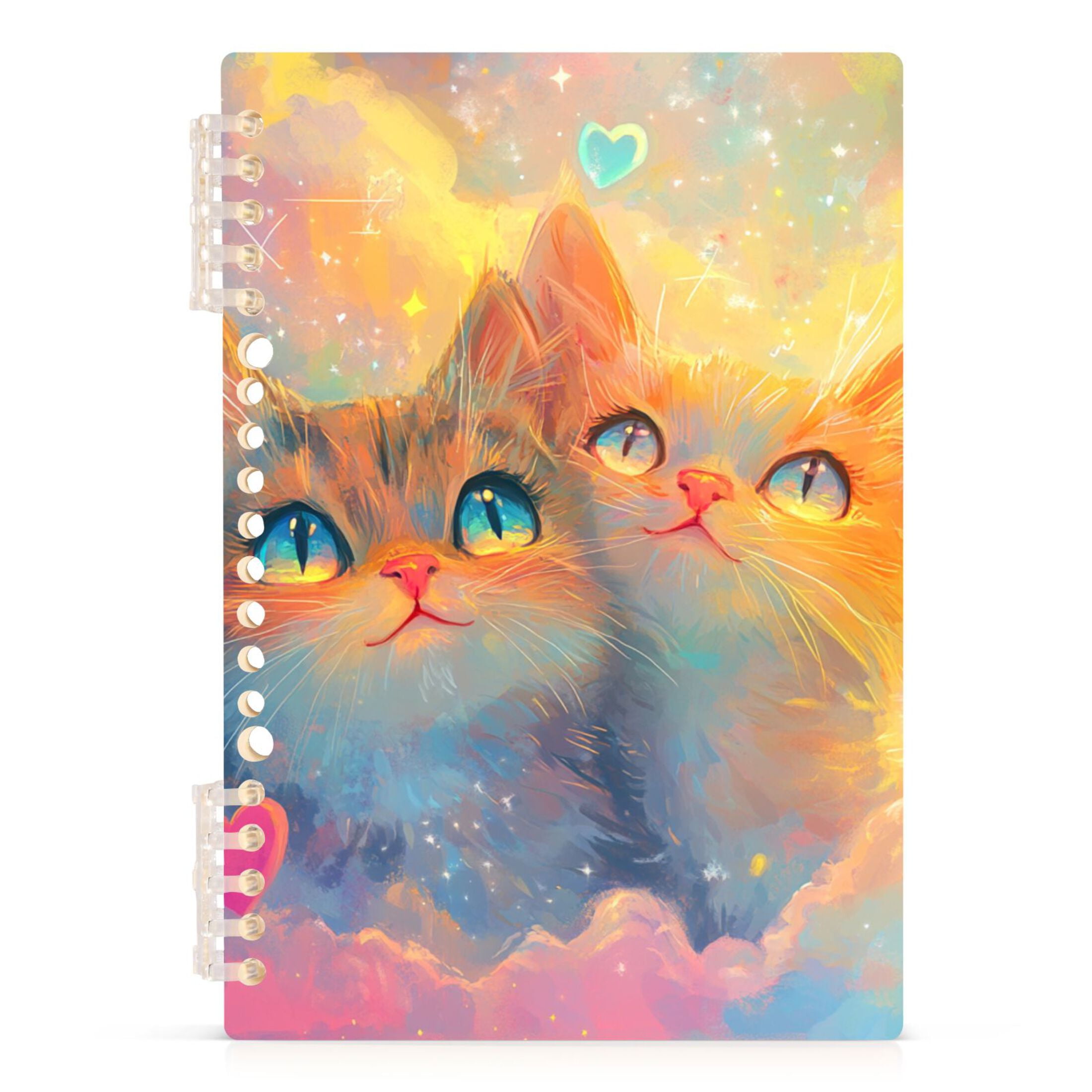 Ckdifva Cute Smiling Cats A5 Ring Binder Notebook Journey Note Diary ...