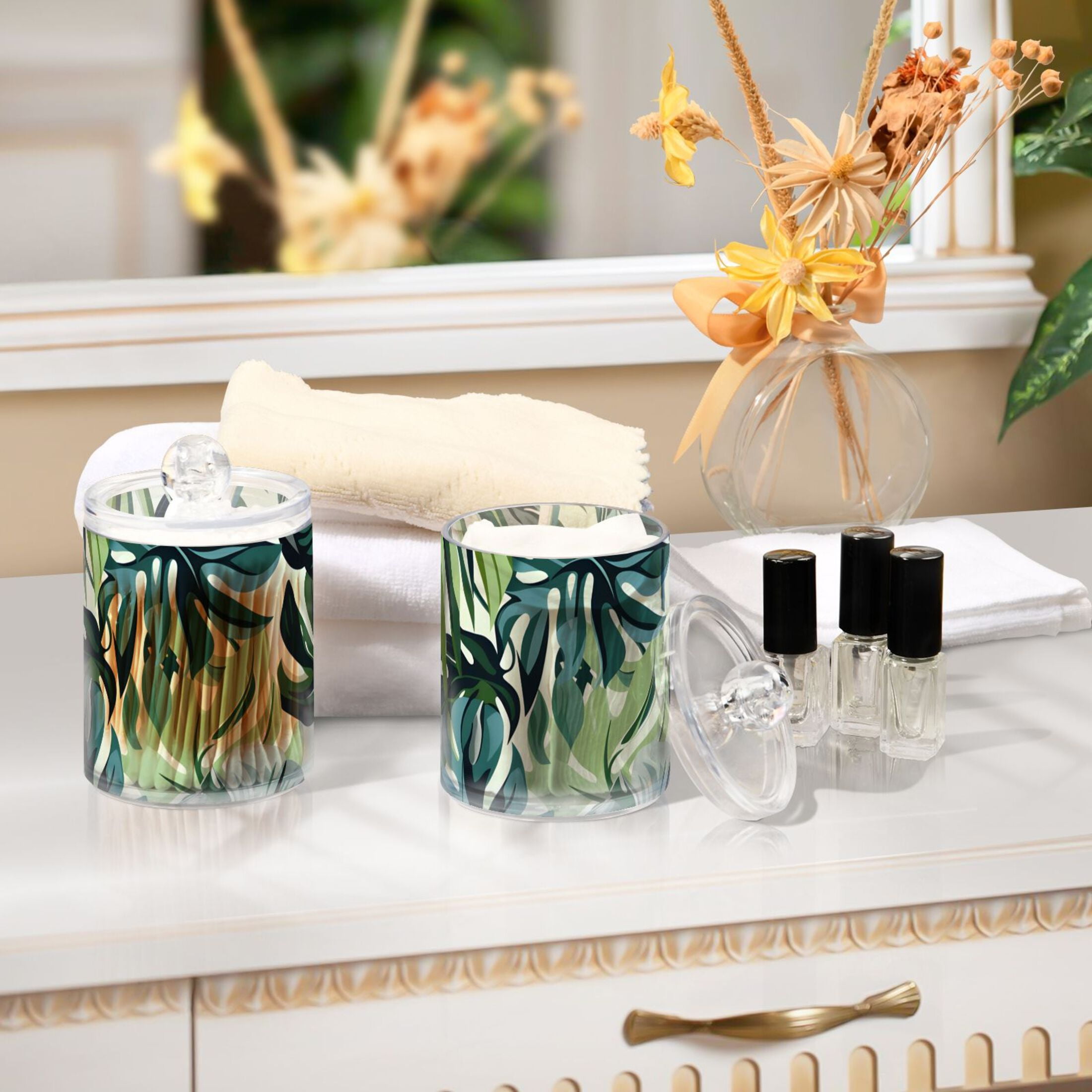 Ckdifva Elephant Palm Leaves Storage Jar with Lid Acrylic Organization ...