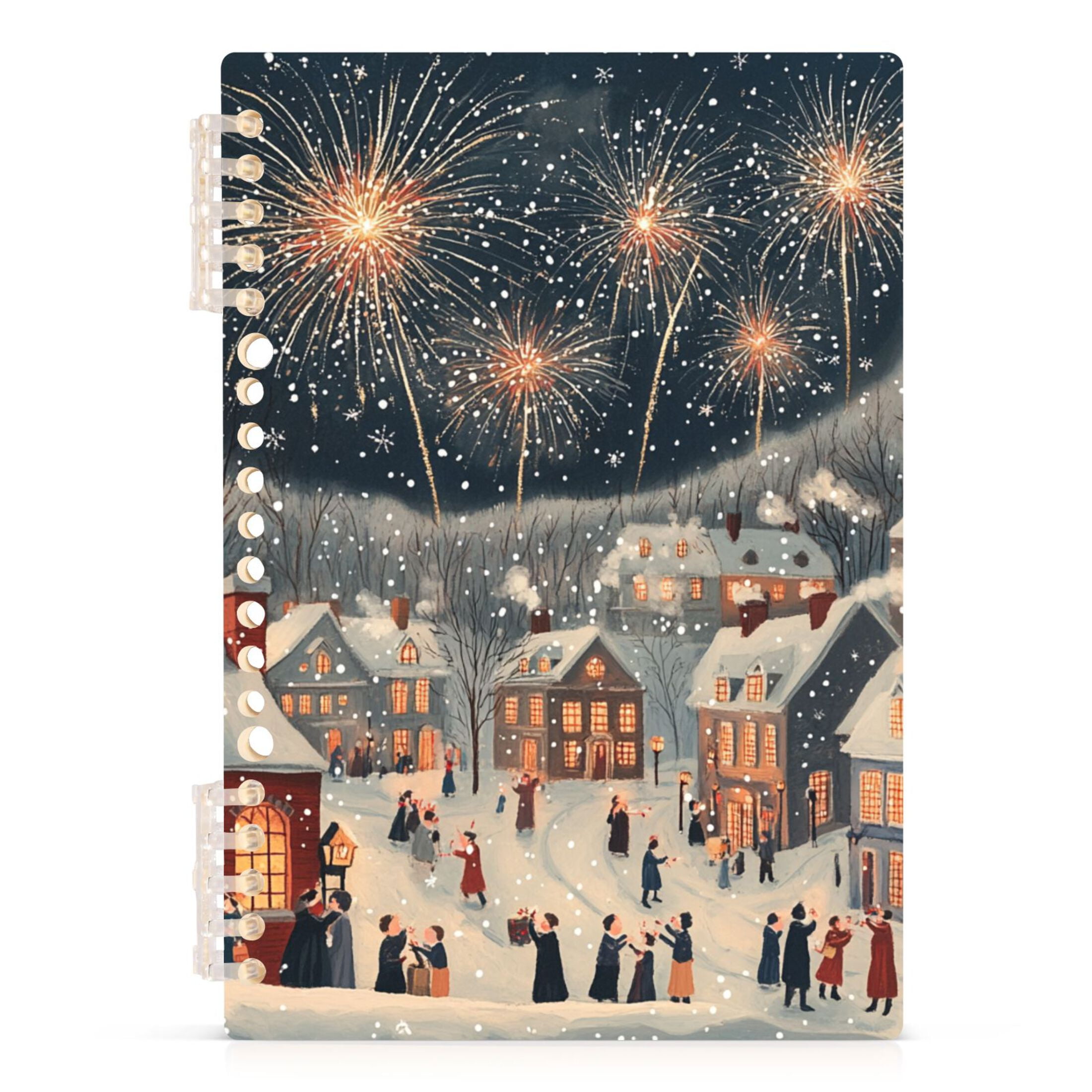 Ckdifva Fireworks Snowing Night A5 Ring Binder Notebook Journey Note ...